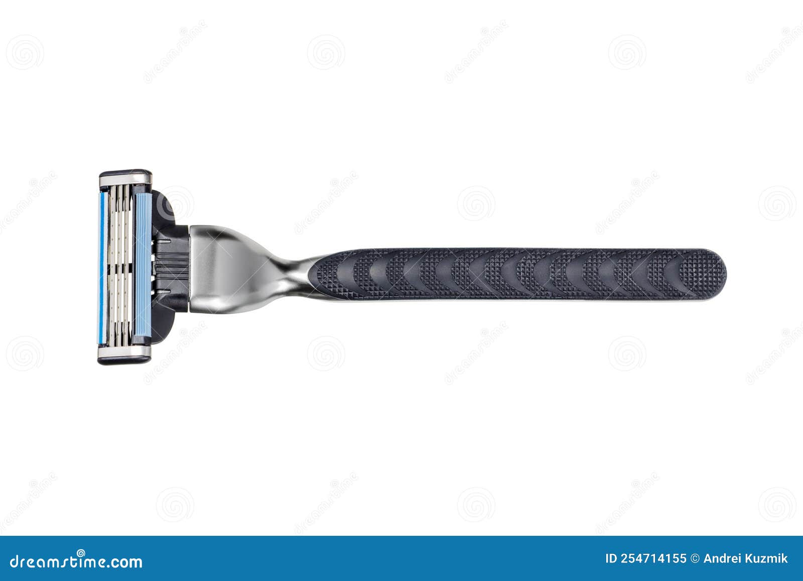 Men Shaving Triple Razor Isolated on White Stock Image - Image of care ...