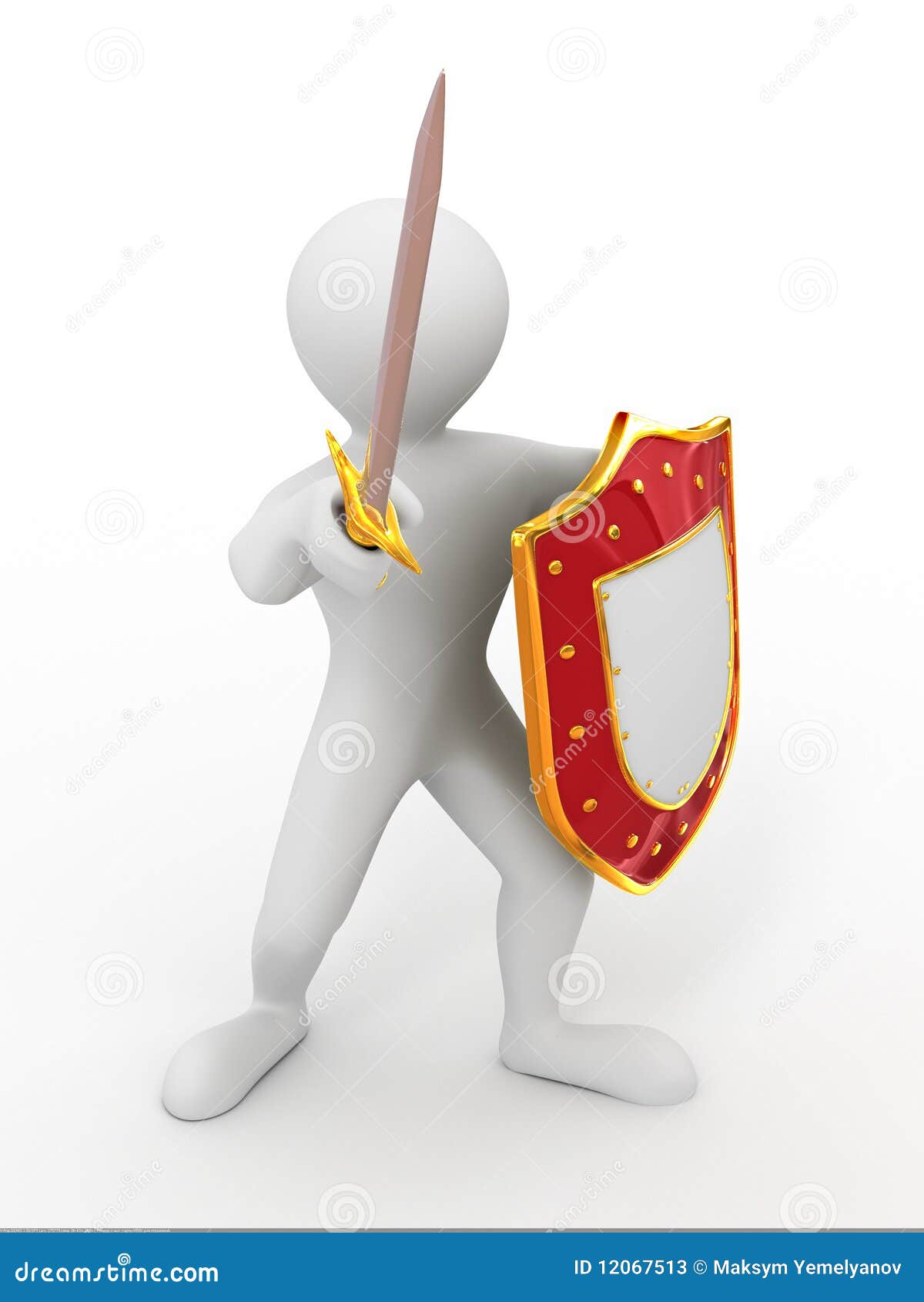 Men with shield and sword stock illustration. Illustration of shiny ...