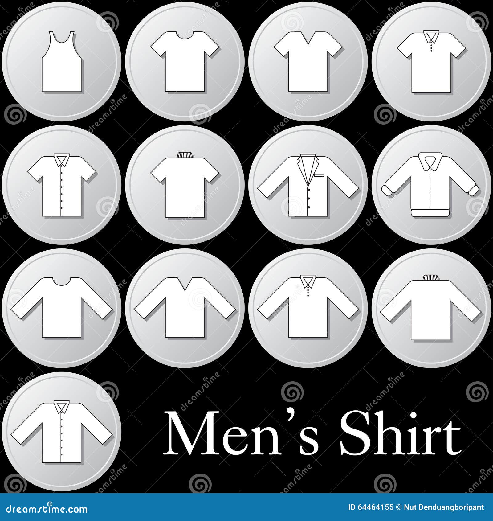 Men shirt icon set stock vector. Illustration of male - 64464155
