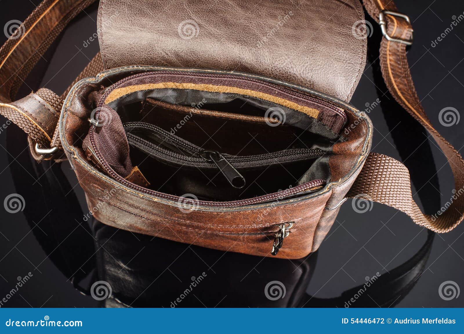 Men Shoulder Bag Inside View Stock Photo - Image of dark, briefcase ...