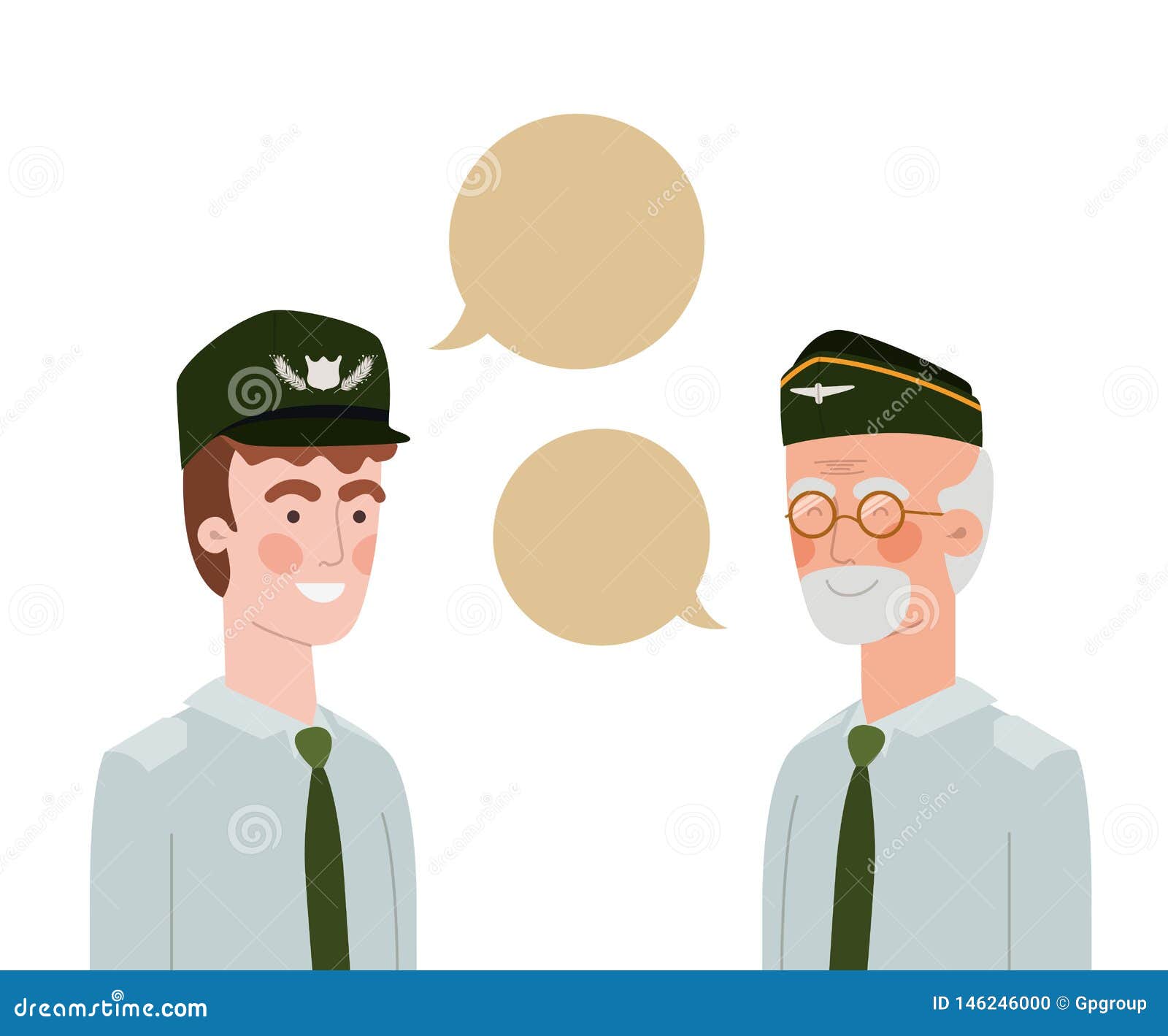 Set Of Soldiers With Speech Bubble, Talking With Speech Balloon Vector ...