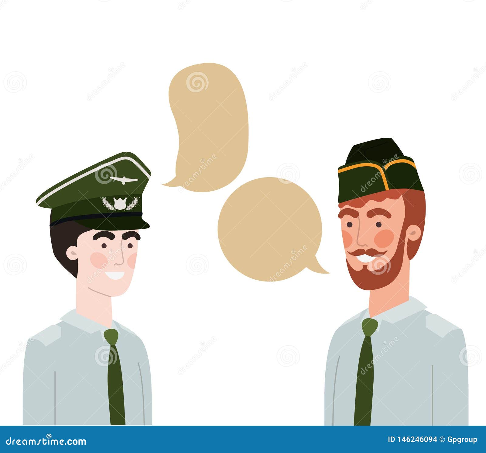 Set Of Soldiers With Speech Bubble, Talking With Speech Balloon Vector ...