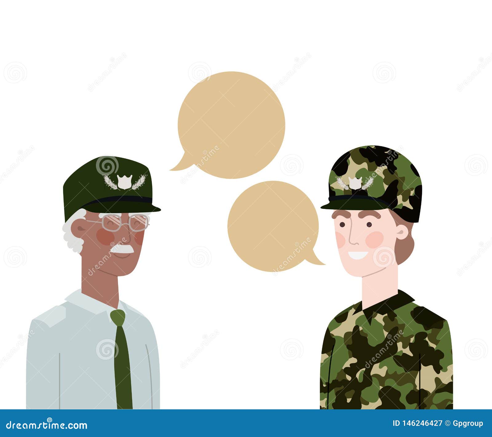 Set Of Soldiers With Speech Bubble, Talking With Speech Balloon Vector ...