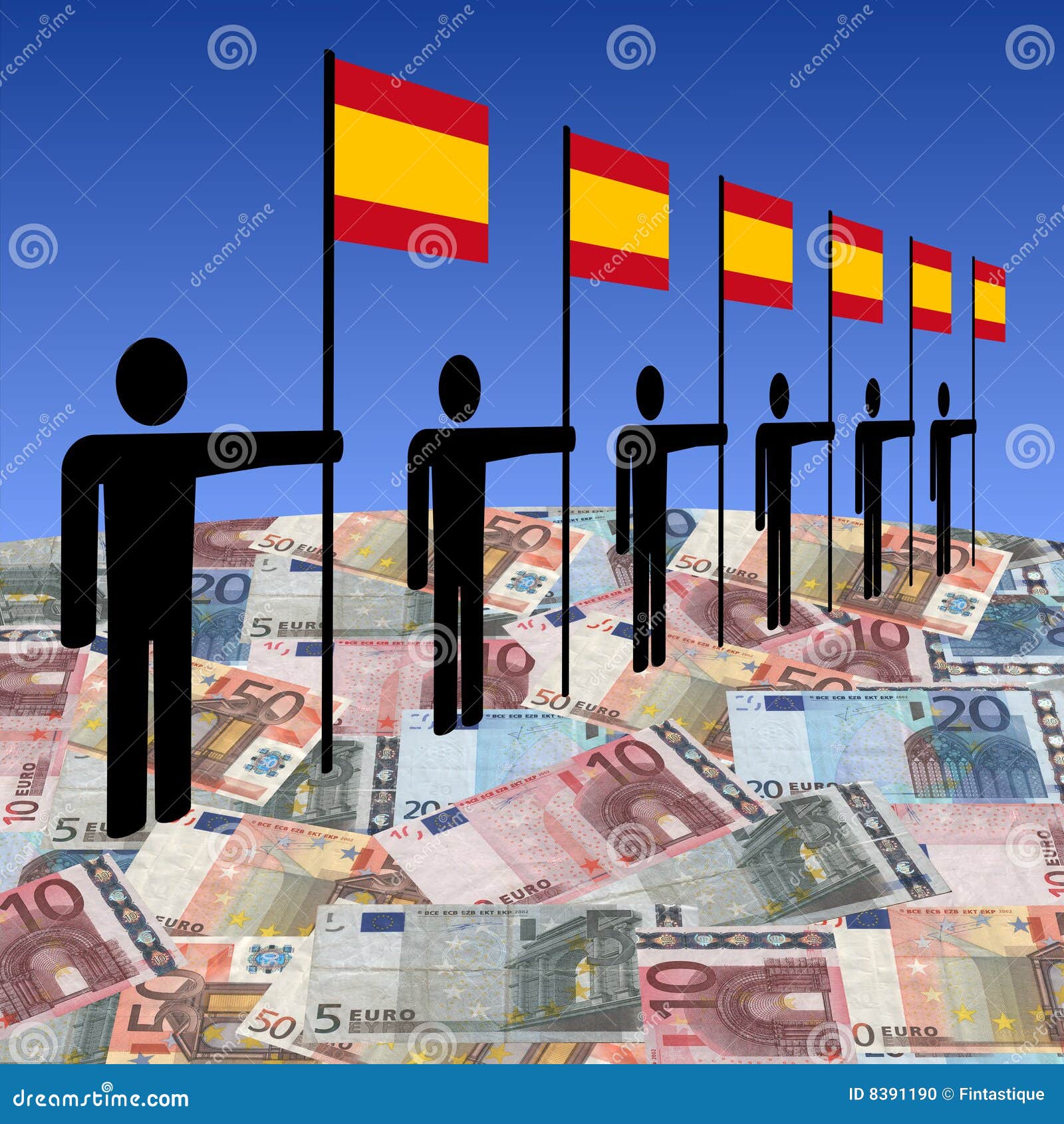 Men with Spanish Flags on Euros Stock Illustration - Illustration of ...