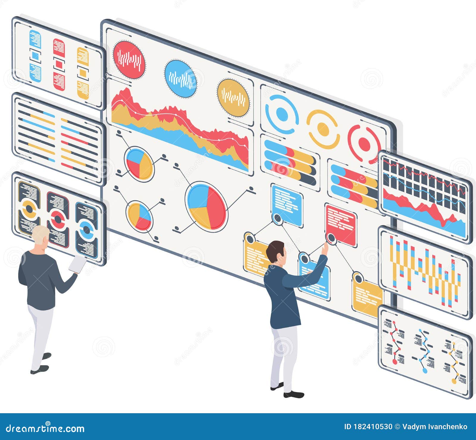 Statistical Data Icon Represented From Charts And Graphs Cartoon Vector ...