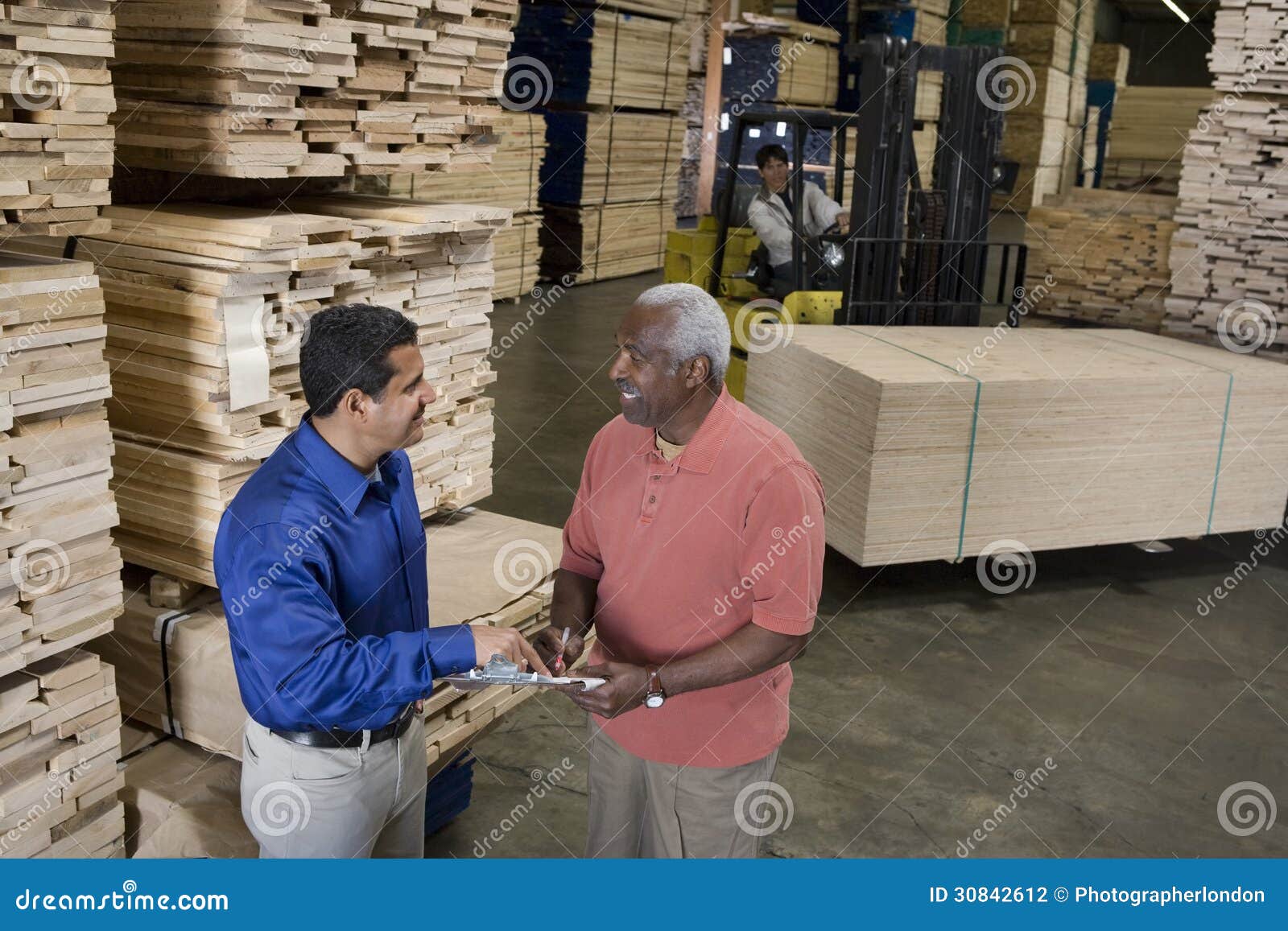 Men Stock Taking in Warehouse Stock Photo - Image of lumber, import ...