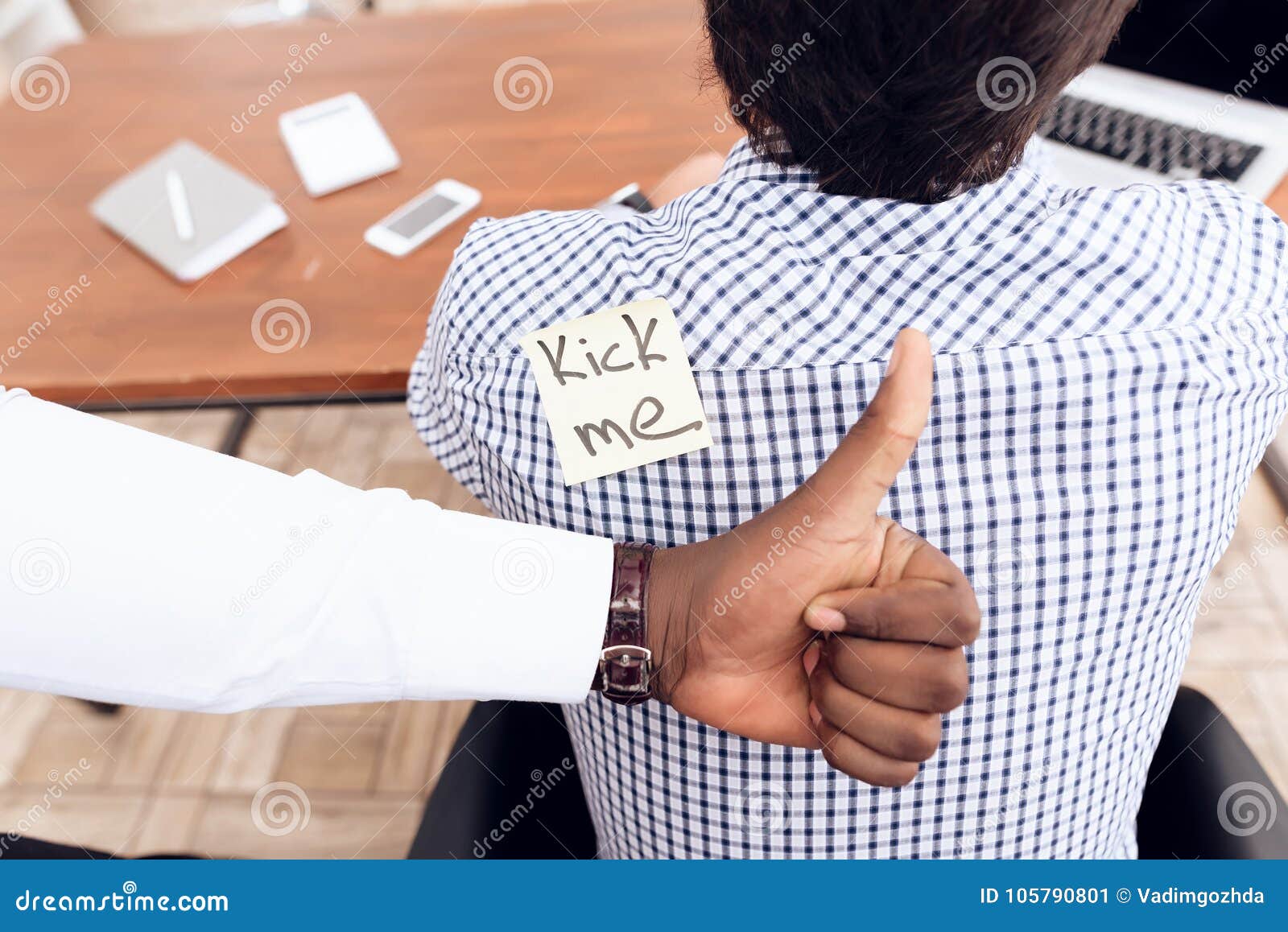 The Men Stuck a Sticker on the Back of Another Man. Stock Image - Image ... The Men Stuck a Sticker on the Back of Another Man. Stock Image - Image ...