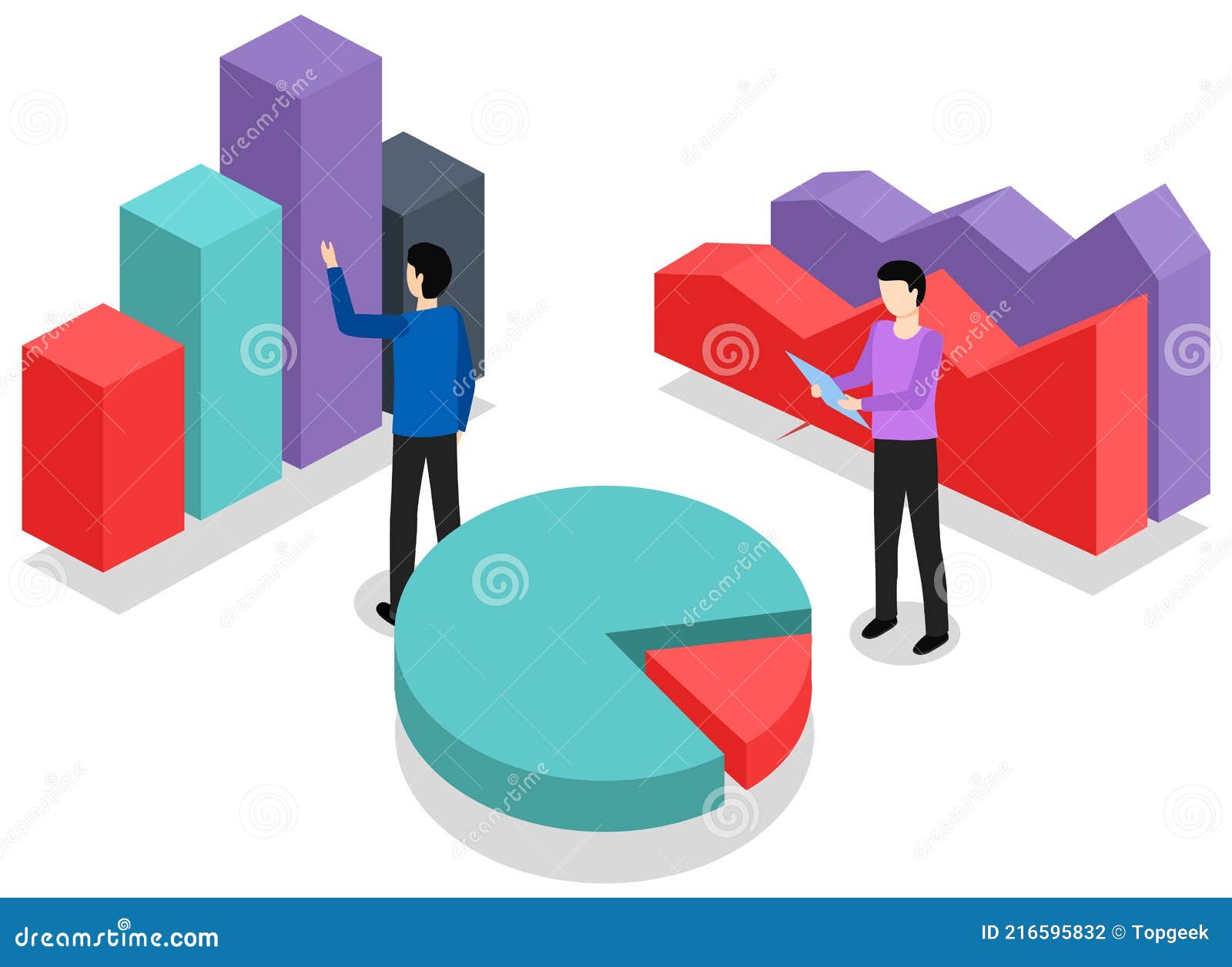 Men Study Statistics Shown on Charts. Colleagues are Working with Data ...