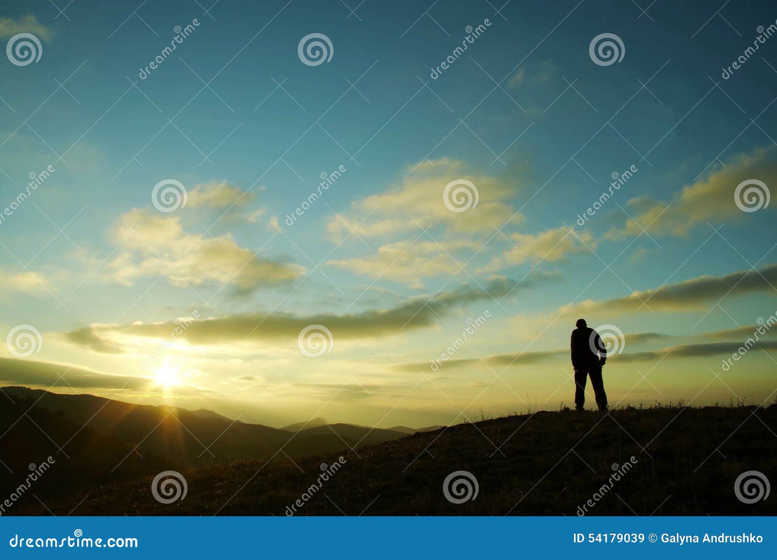 Men on sunset background stock image. Image of scenery - 54179039