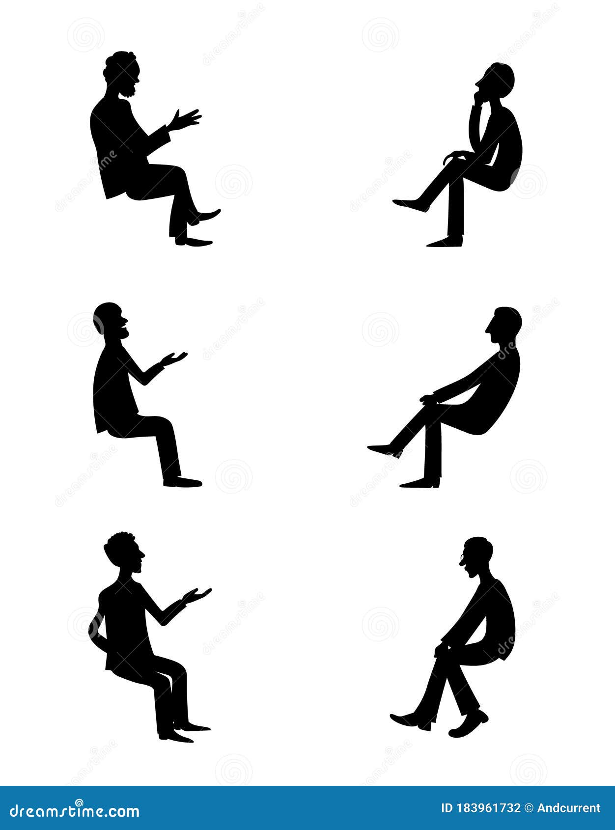Men are Talking. Vector Black Image Set. Stock Vector - Illustration of ...