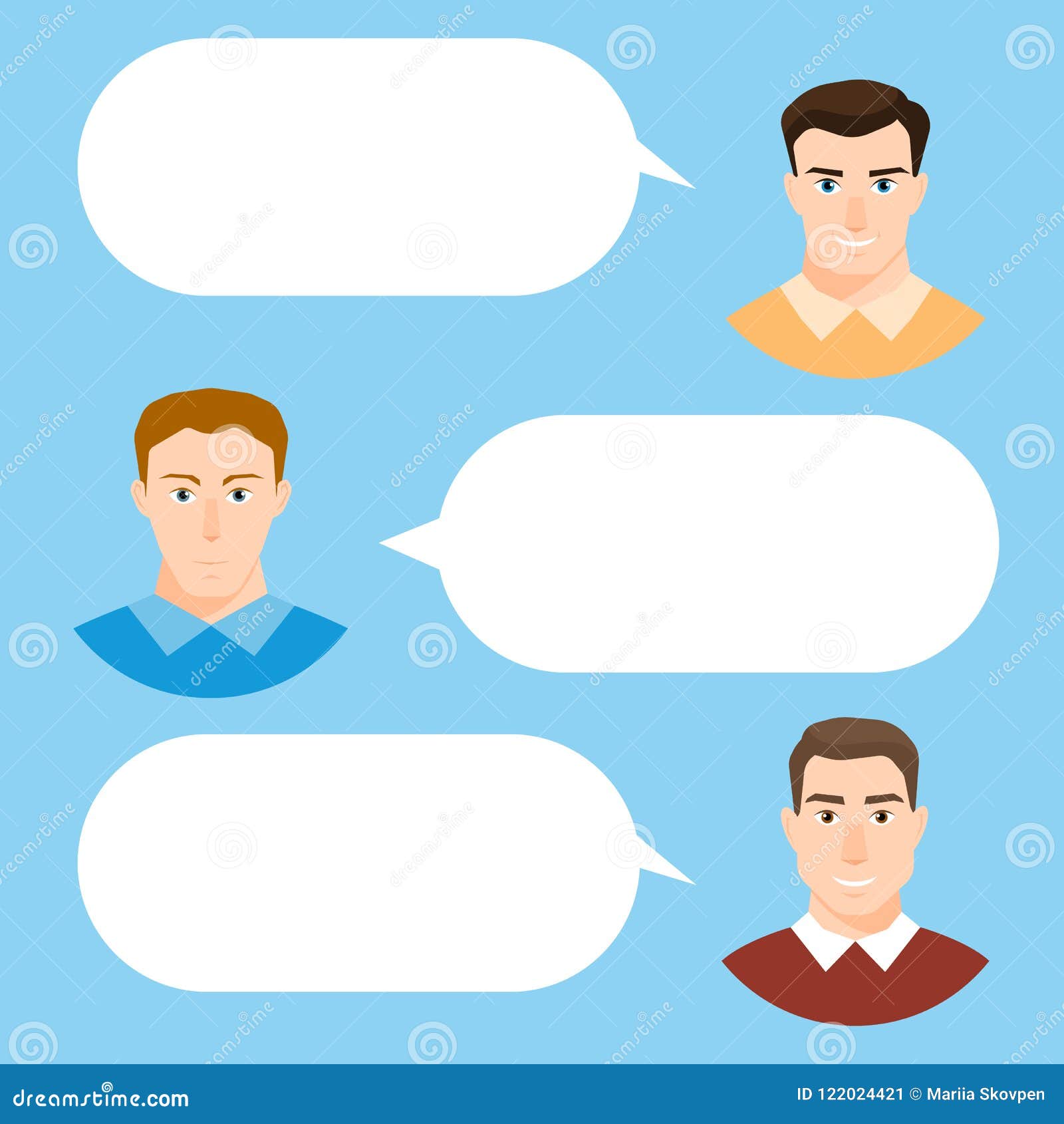 Men Talking. Vector People Fashion Couple in Flat Design and Dialog ...