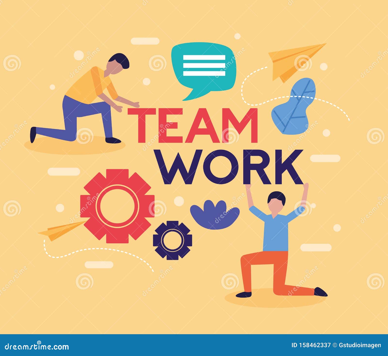 People Teamwork Flat Design Image Stock Illustration - Illustration of ...