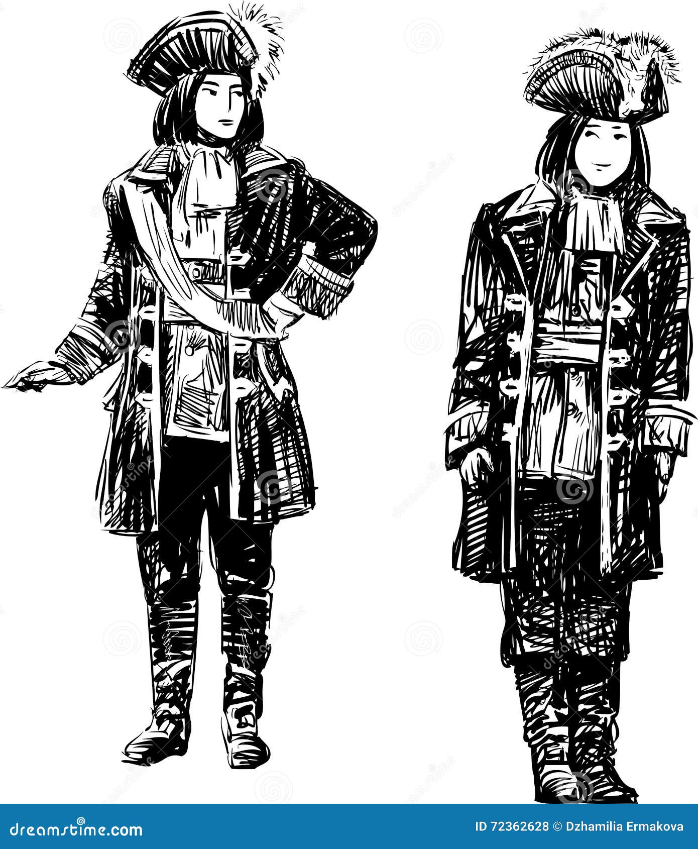 Men in the Theatrical Costumes Stock Vector - Illustration of theater ...