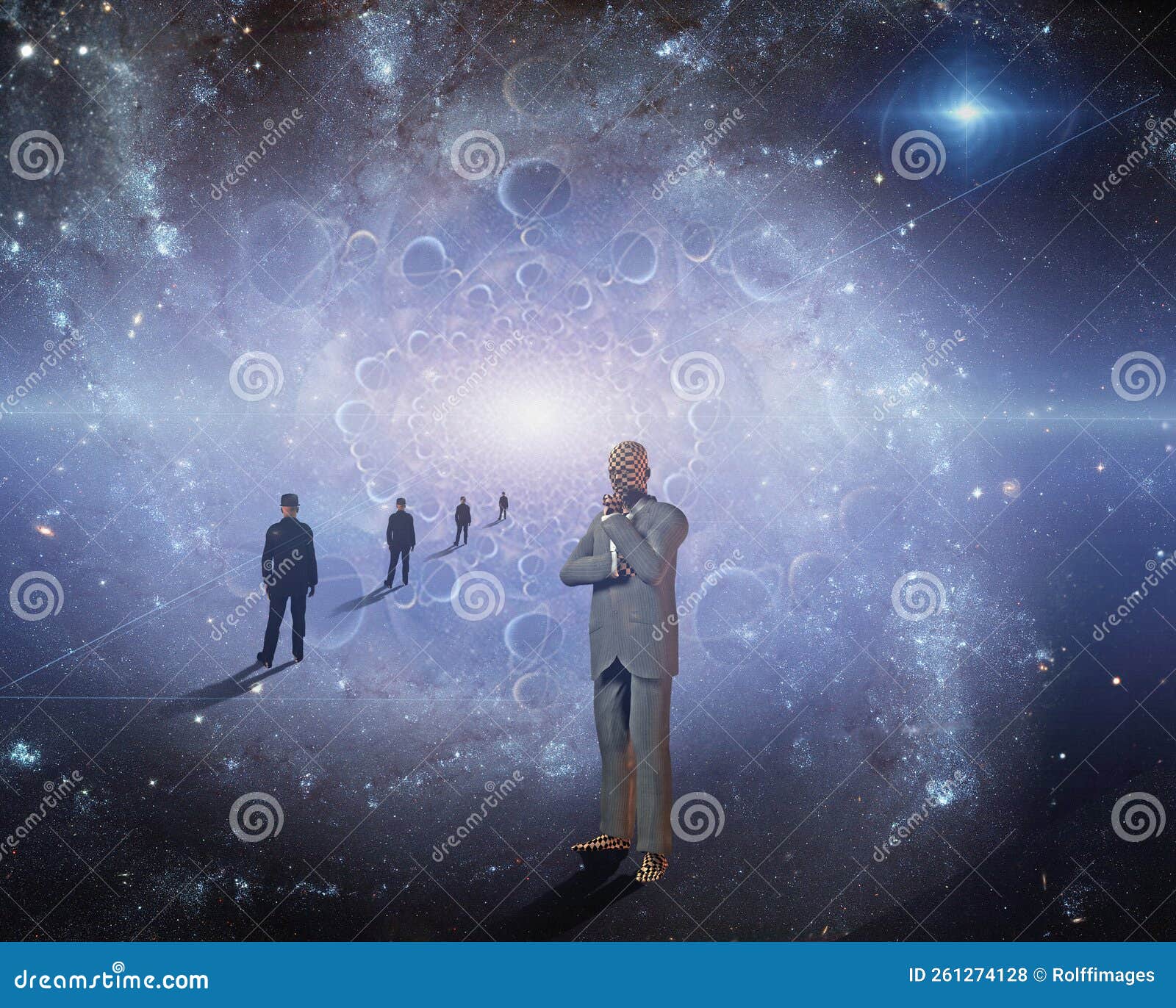 Men thoughts in space stock illustration. Illustration of life - 261274128