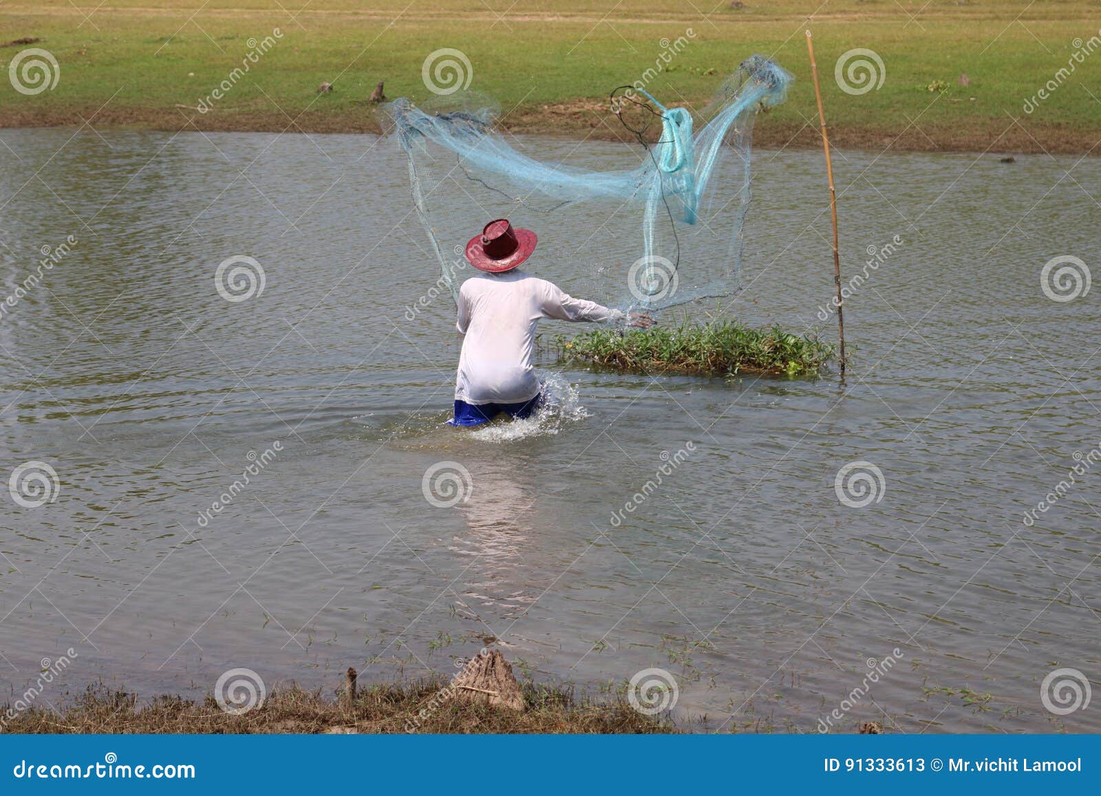 Men Throw a Net on the River Stock Image - Image of nature, fishing ...
