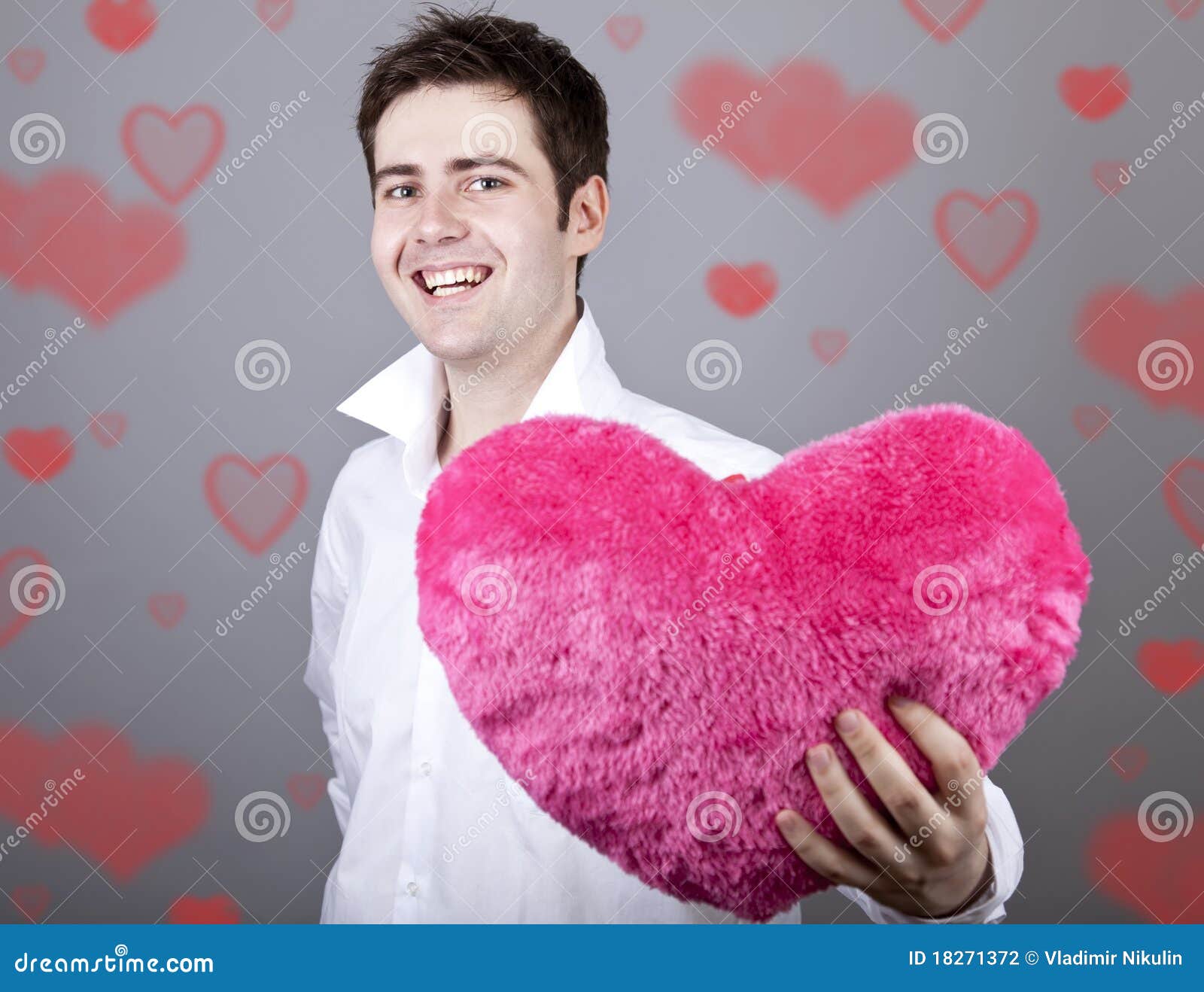 Men with toy heart. stock photo. Image of isolated, smile - 18271372