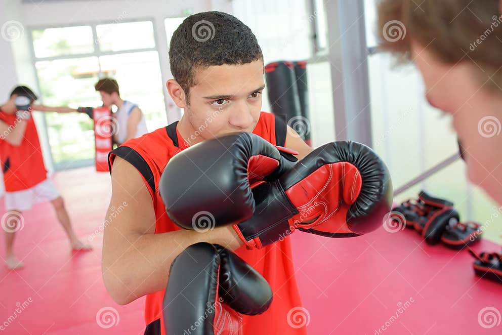 Men Training Boxing Indoors - Boxing Technique Stock Photo - Image of ...