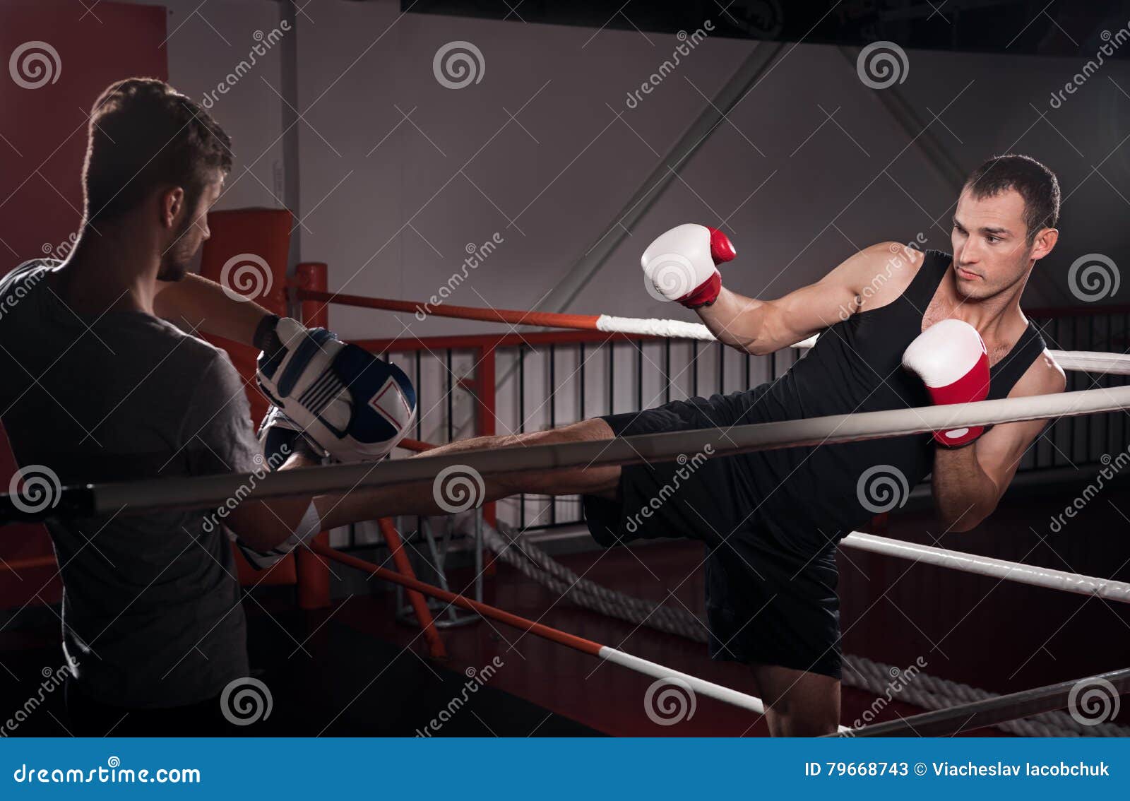 Men Training Kick Boxing Hook Stock Image - Image of fist, punch: 79668743