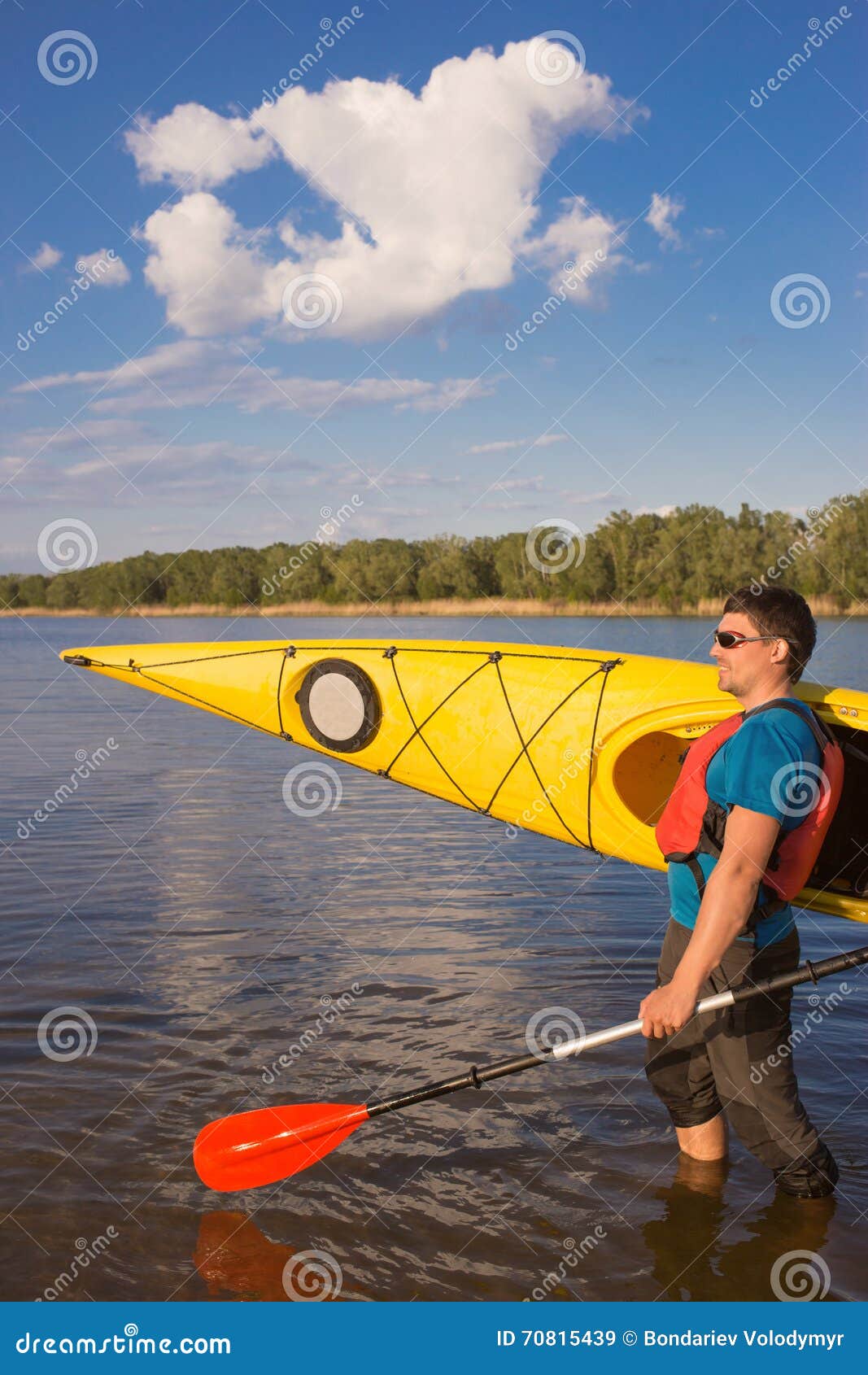Men Travel by Canoe on the River. Stock Image - Image of jacket ...