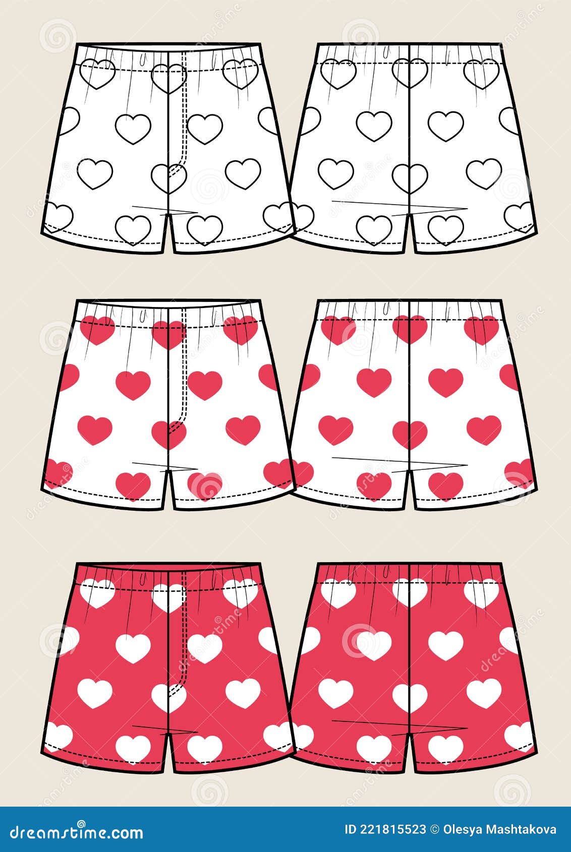 Men Underpants Boxers with Hearts Pattern Stock Vector - Illustration ...