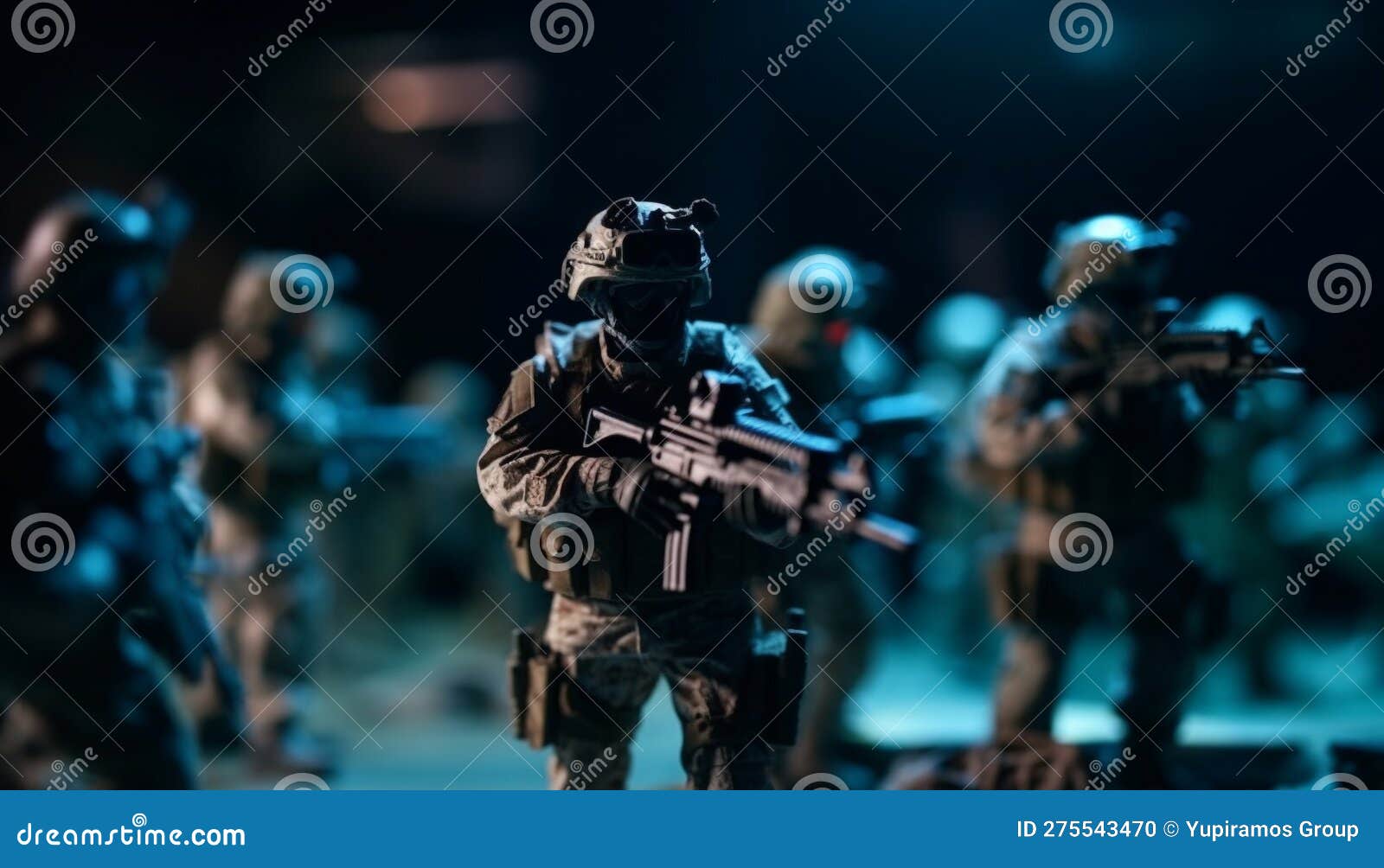 Men in Uniform Aiming Rifles at Battlefield Generated by AI Stock ...