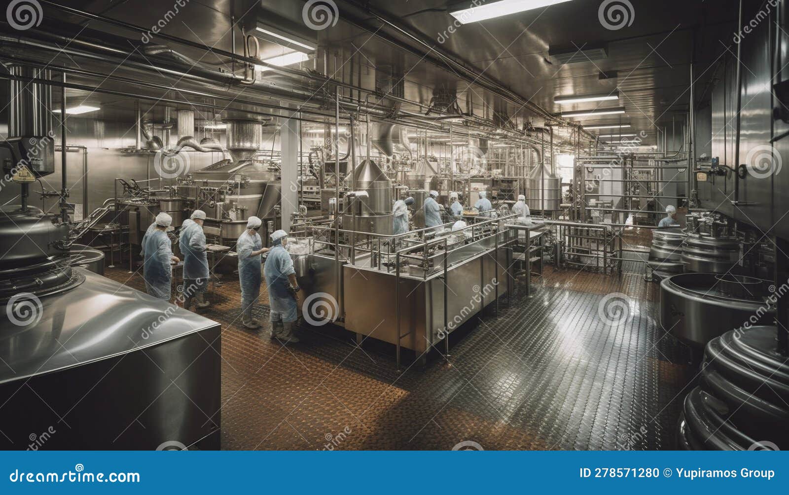 Men in Uniform Standing in a Busy Steel Factory Workshop Generated by ...