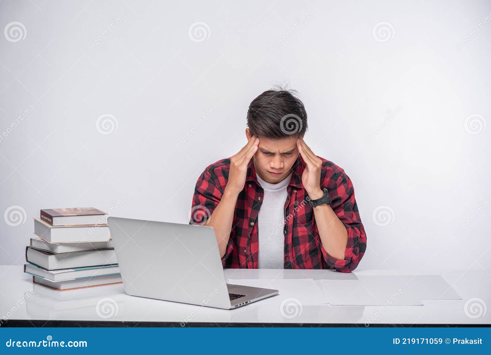 Men Use Laptops in the Office and are Stressed Stock Image - Image of ...