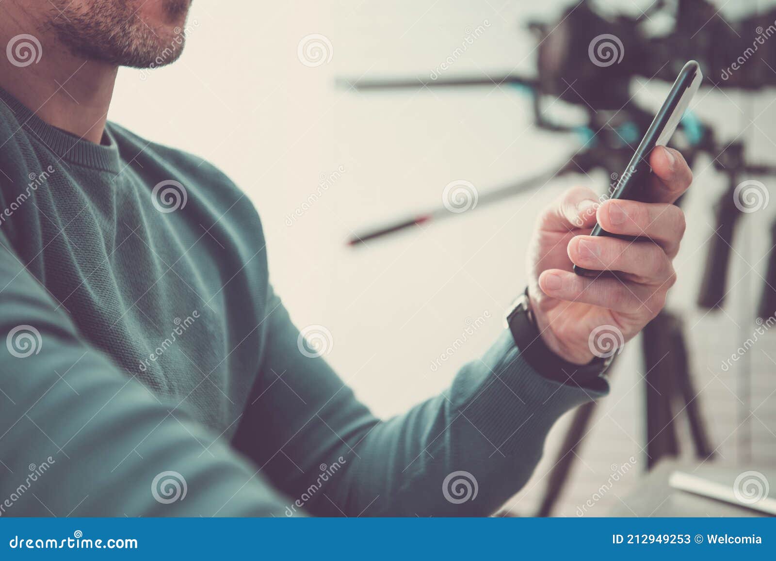 Men Using Mobile Application on His Smartphone Stock Image - Image of ...