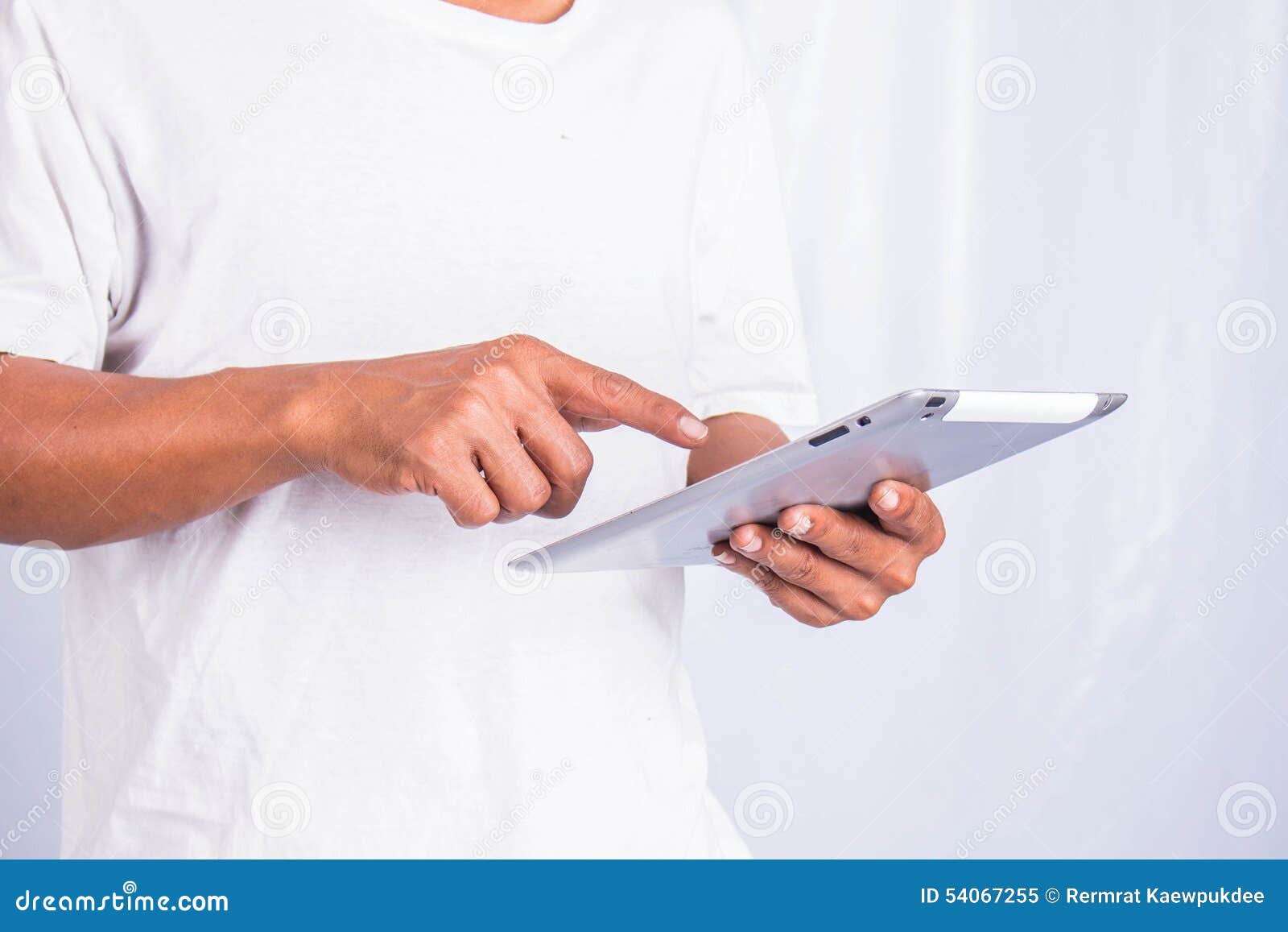 Men using tablets. stock image. Image of hand, touching - 54067255