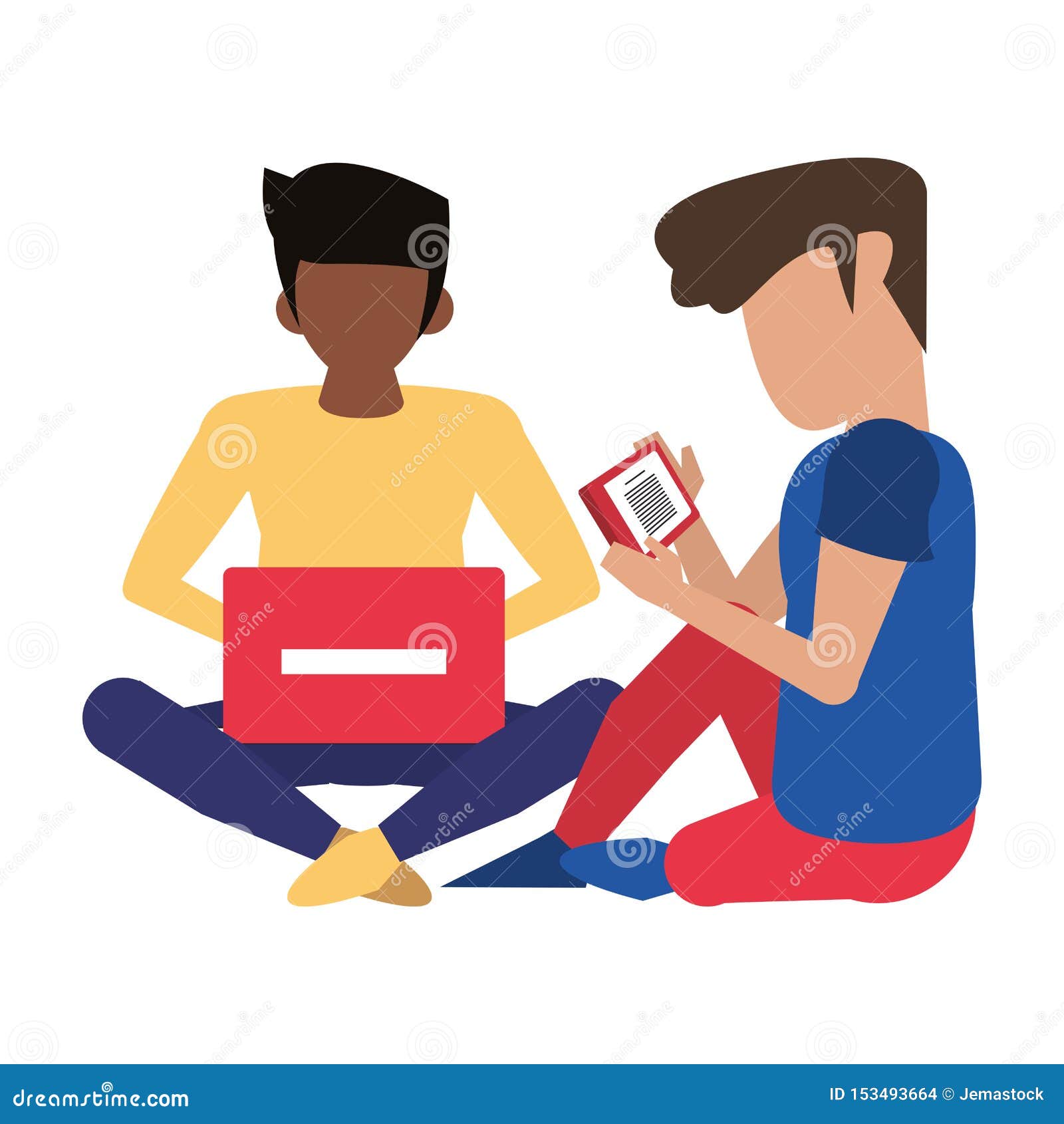 Men Using Technology Devices Cartoon Stock Vector - Illustration of ...