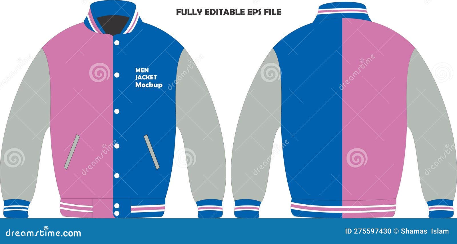 Men Varsity Jacket Mockup Illustration Vector | CartoonDealer.com ...