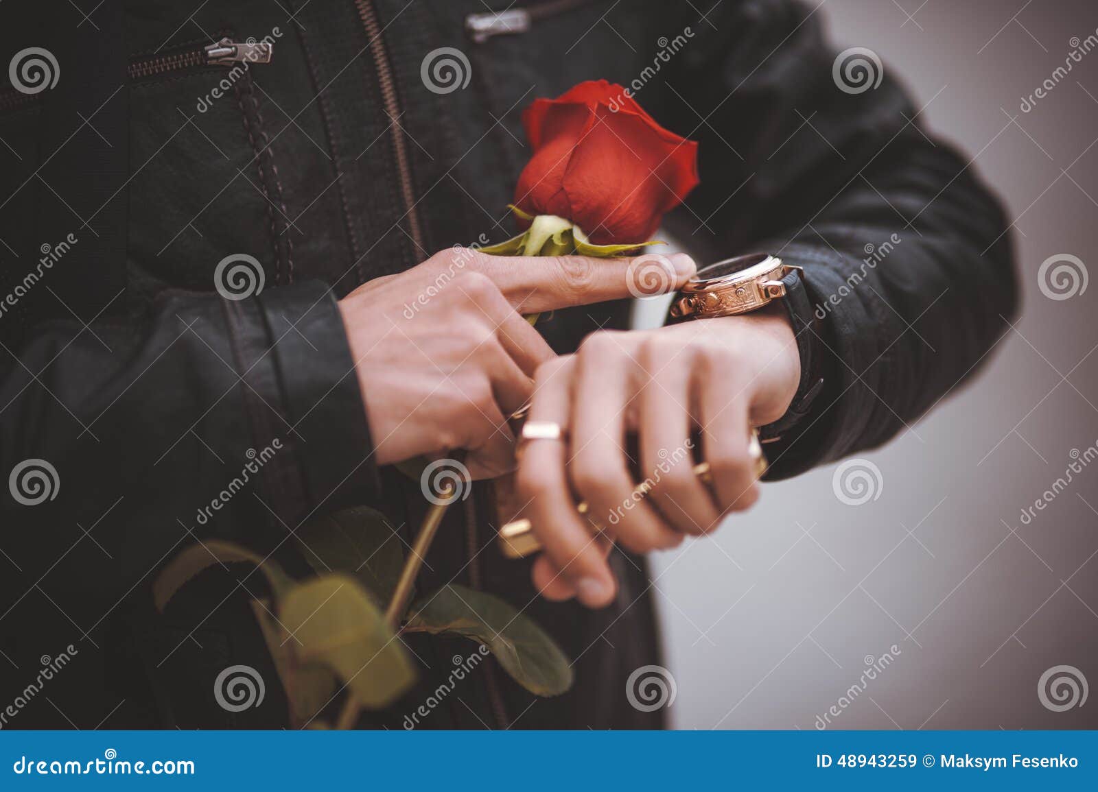 Men Waiting for His Date and Chacking Time Stock Image - Image of focus ...