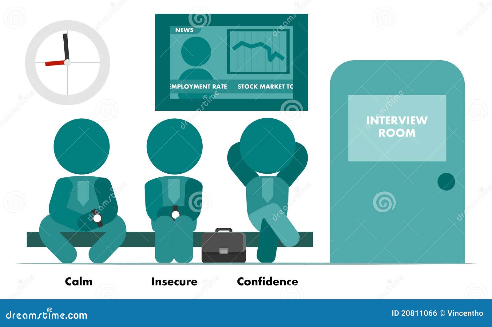 Men Waiting in Line for Job Interview Illustration Stock Vector ...