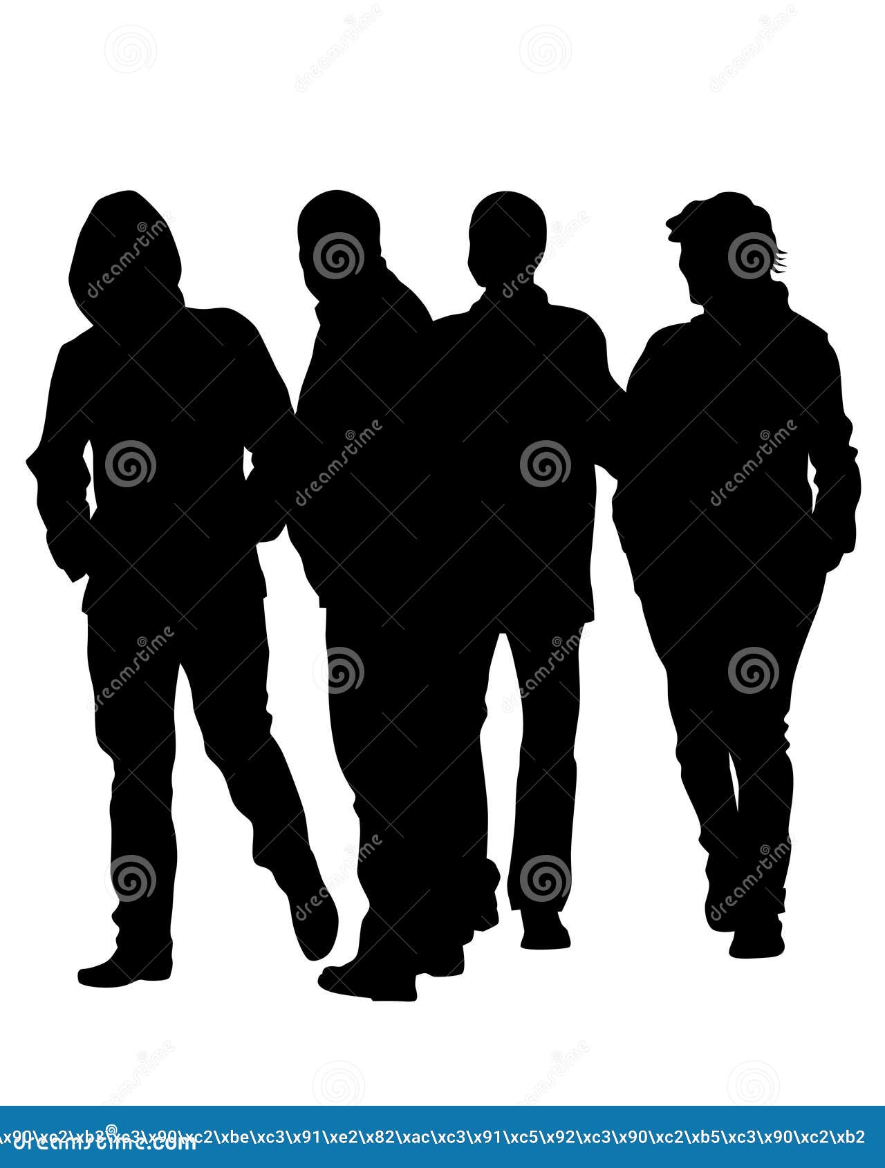 Men walk four stock vector. Illustration of silhouette - 244100392