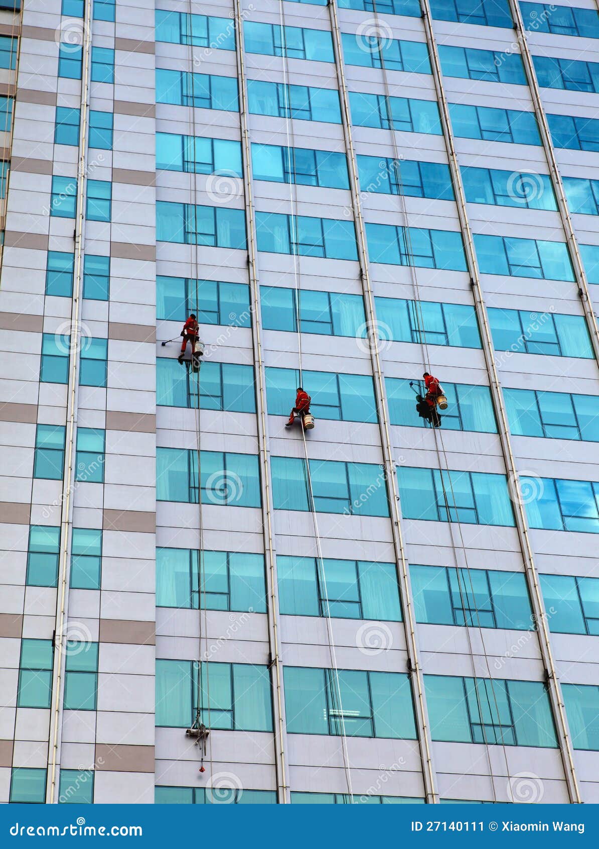 Men Washing Windows at Height Stock Image - Image of equipment ...