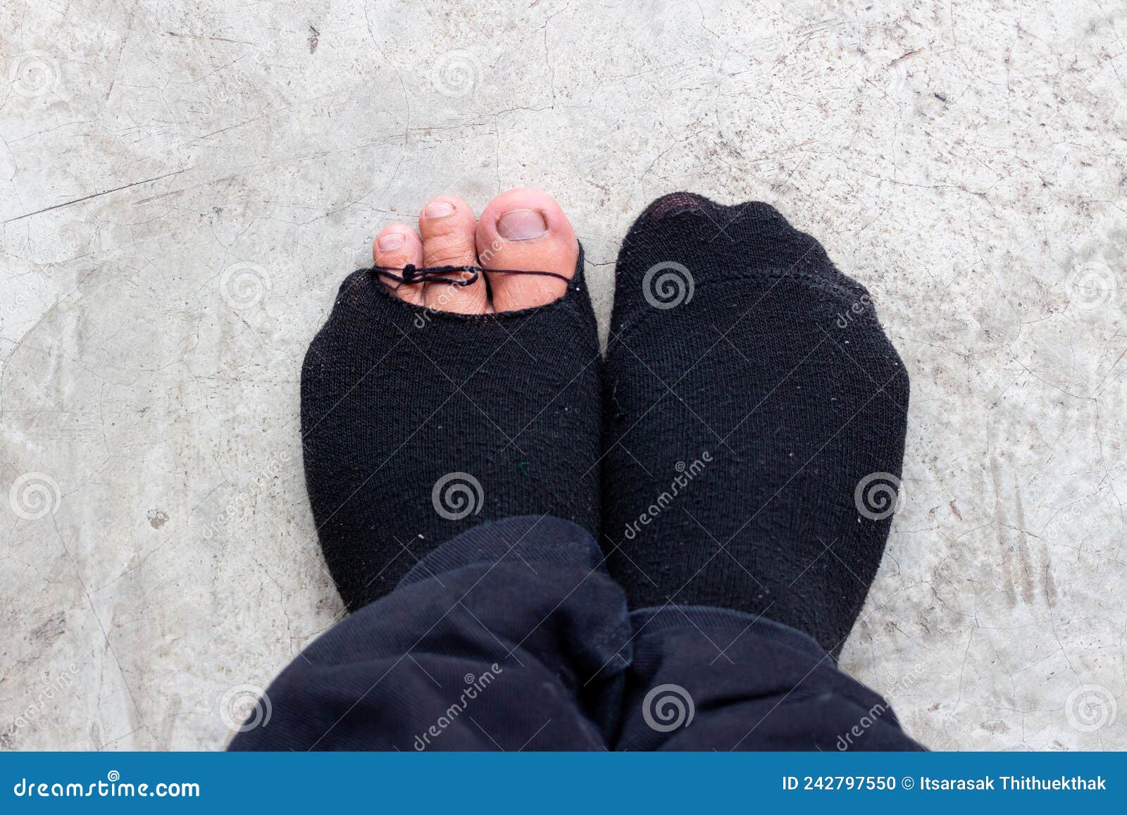 Men Wearing Torn Socks on Concrete Stock Photo - Image of dignified ...