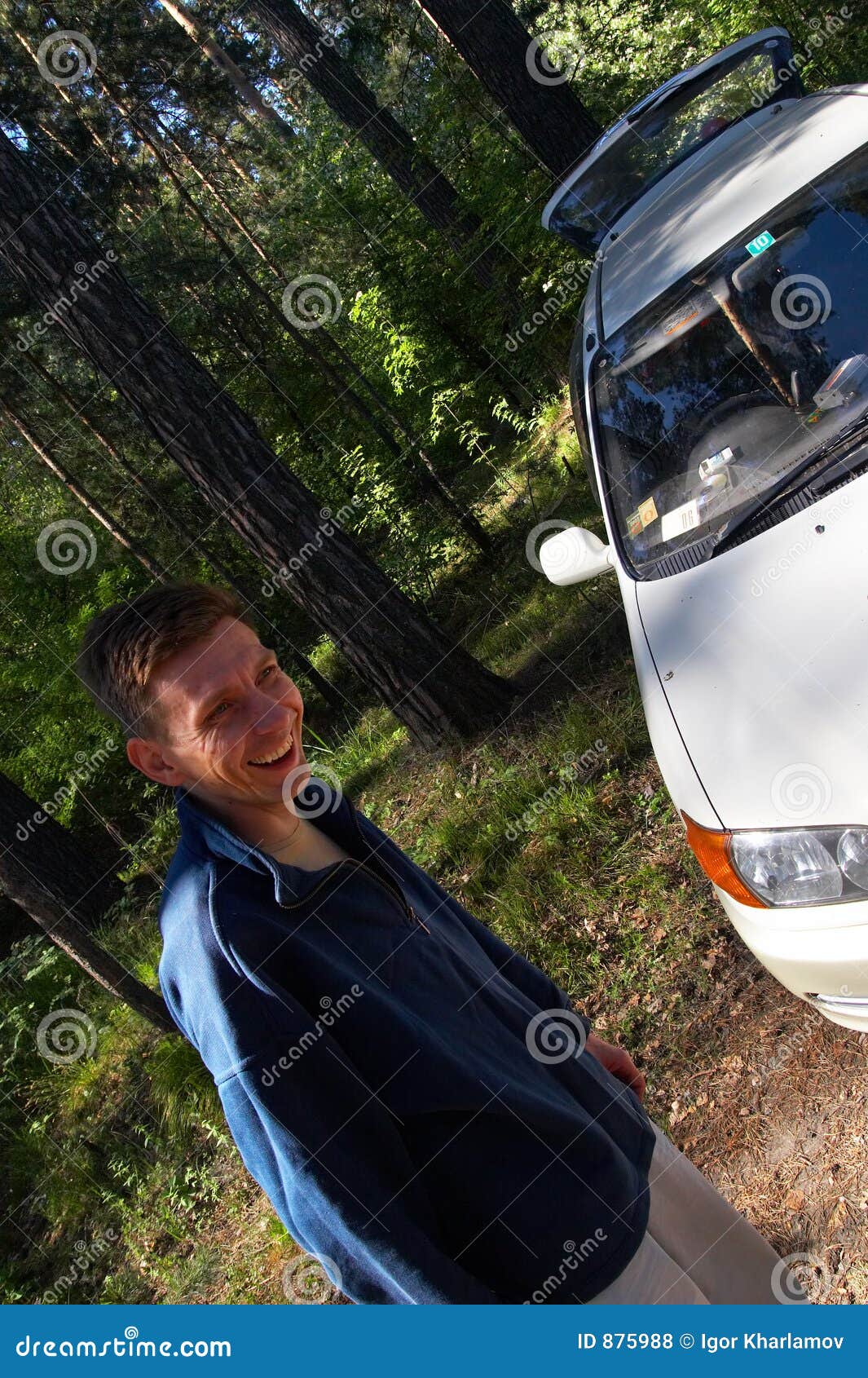Men and white car. stock photo. Image of showing, voyage - 875988