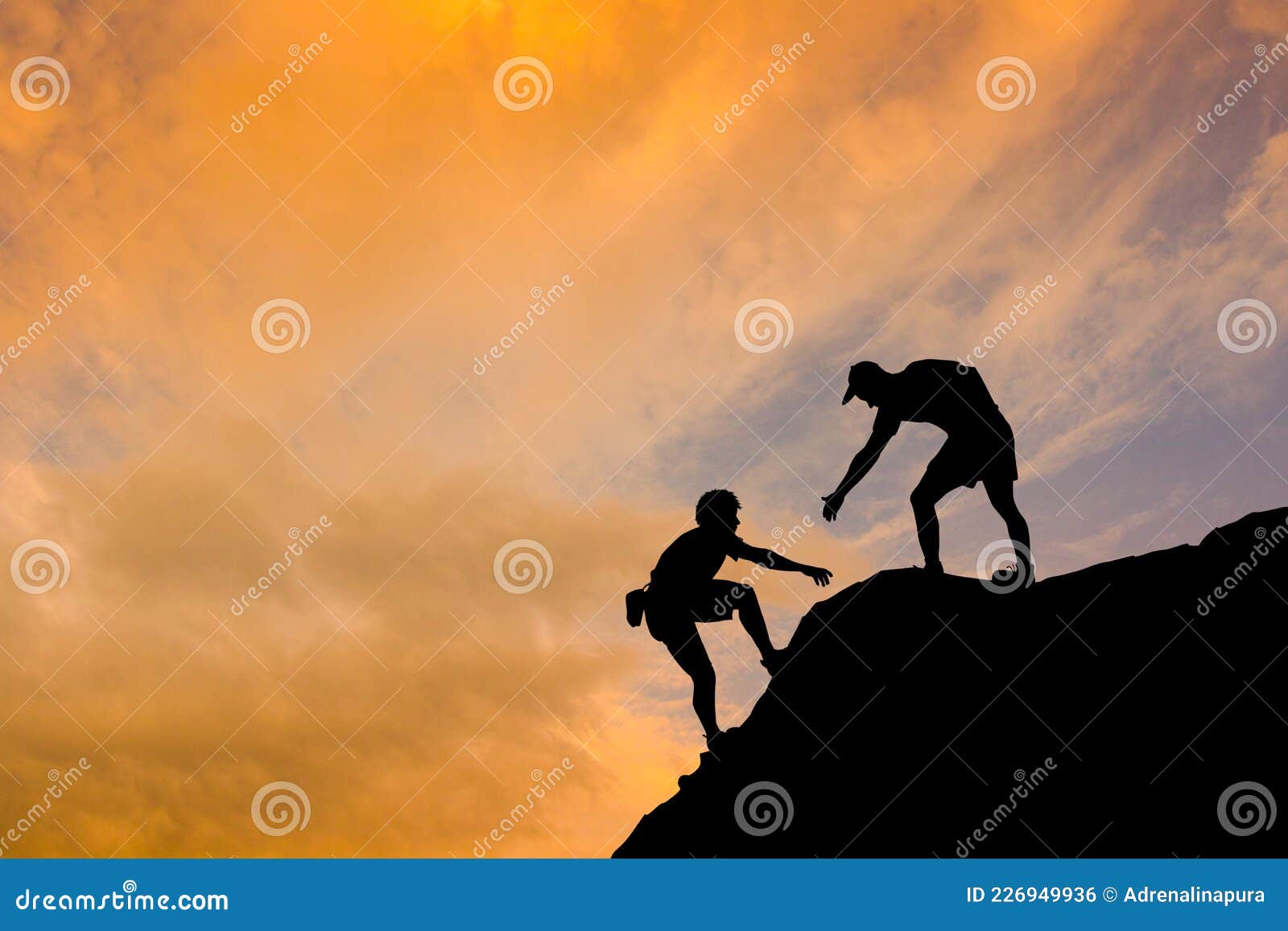 Men Who Help Each Other To Conquer the Summit Stock Illustration ...