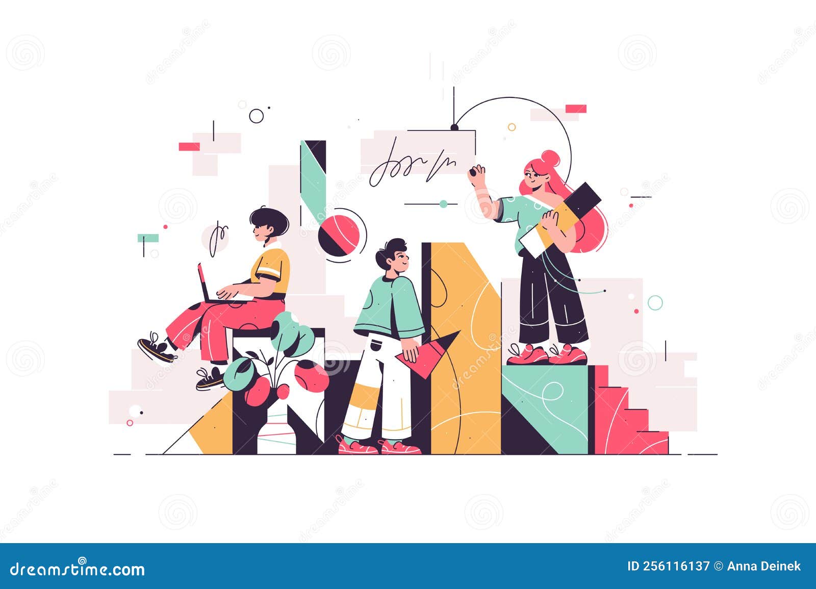 Men and Women Building Service, Teamwork Process Stock Vector ...