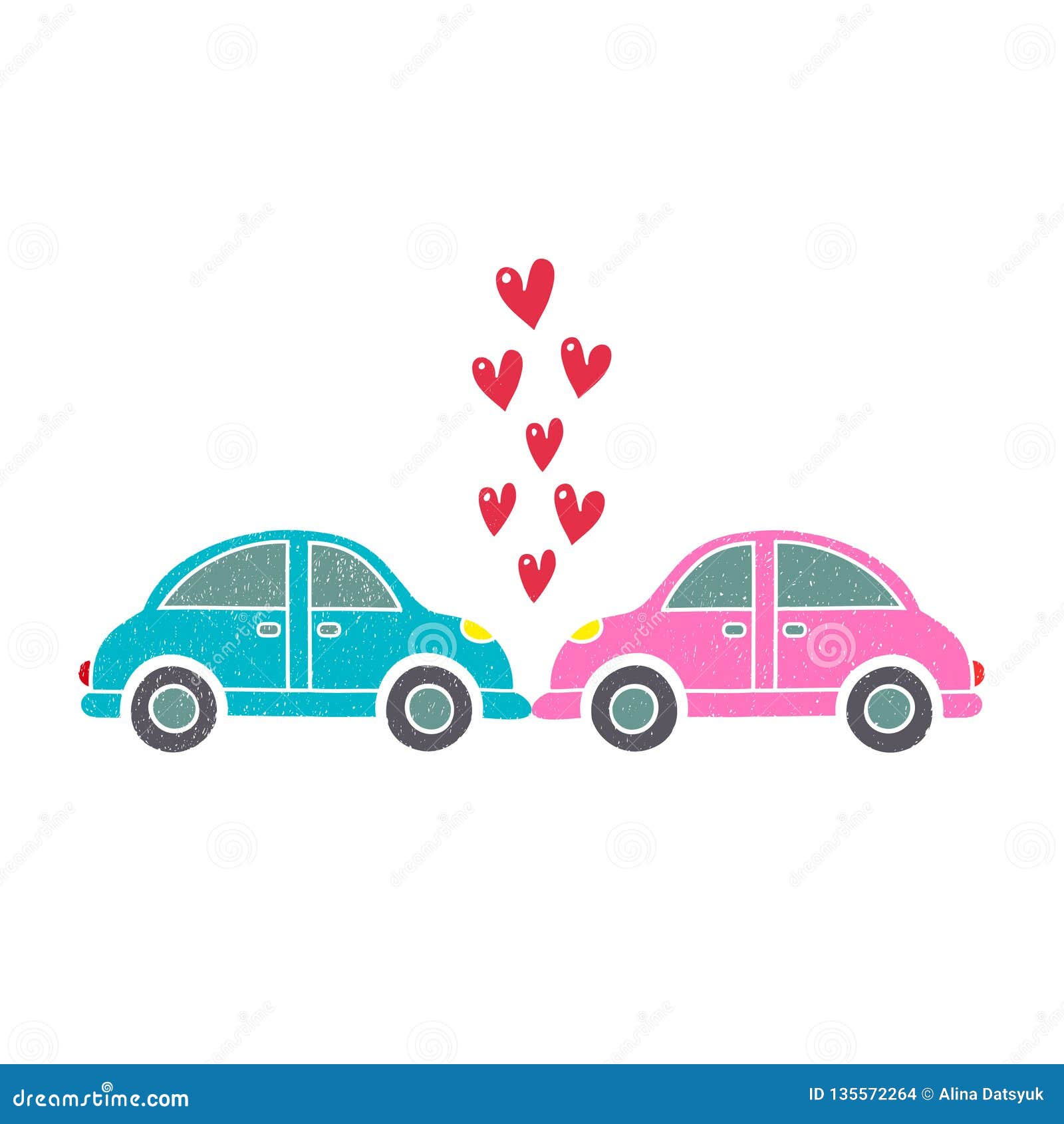 Cars In The Kiss Accidents And Couples Stock Vector Illustration Of