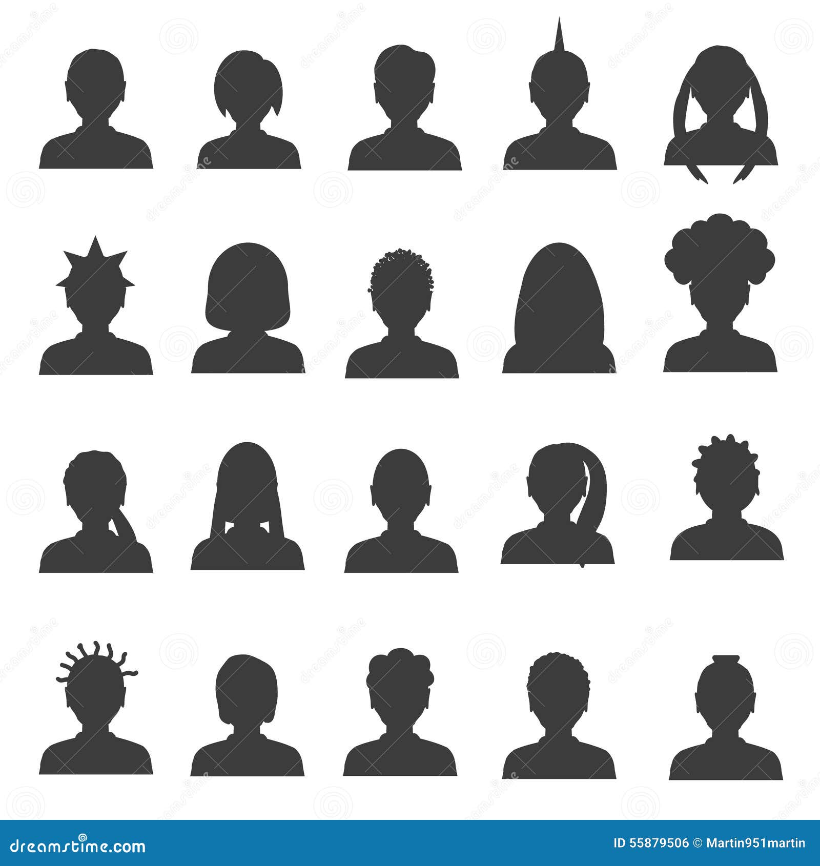 Men and Women Head Simple Avatar Icons Set Eps10 Stock Vector ...