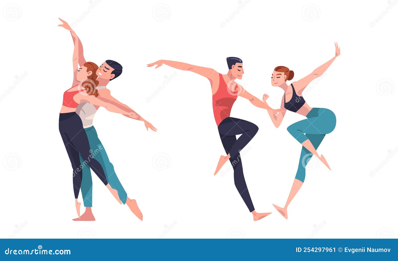 Men and Women Professional Dancers Training and Exercising in Studio ...