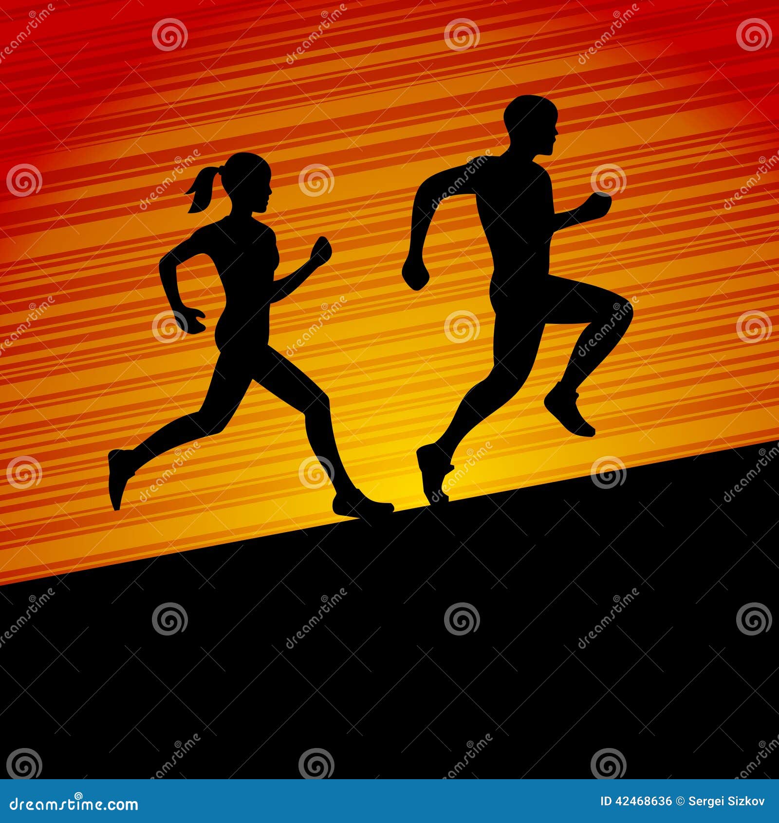 Women`s Running Silhouette On Watercolor Background. Runner Vector ...