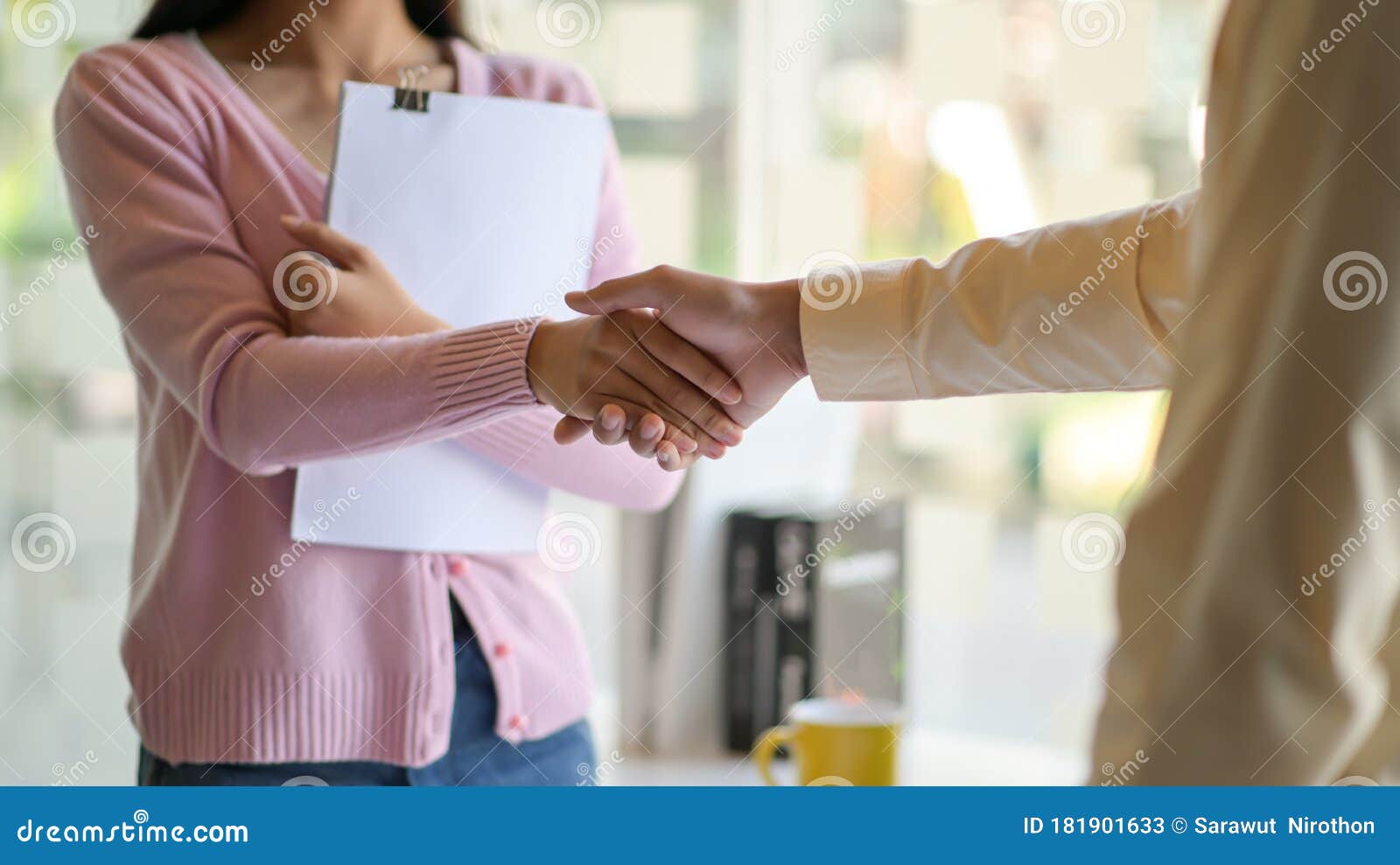 Men and Women Shake Hands To Work Together Stock Image - Image of ...