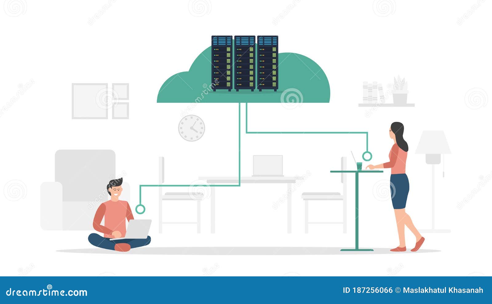 Men and Women Utilize Cloud Hosting Server Cluster To Maintain Website ...