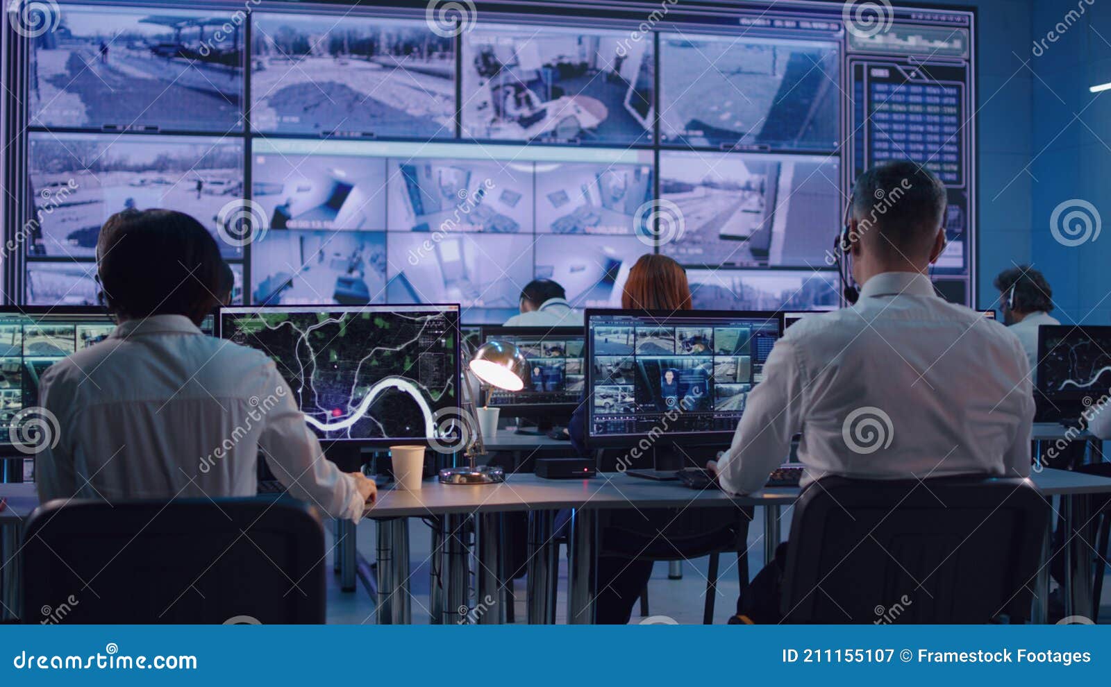 Surveillance Team Working in Office Stock Image - Image of protect ...
