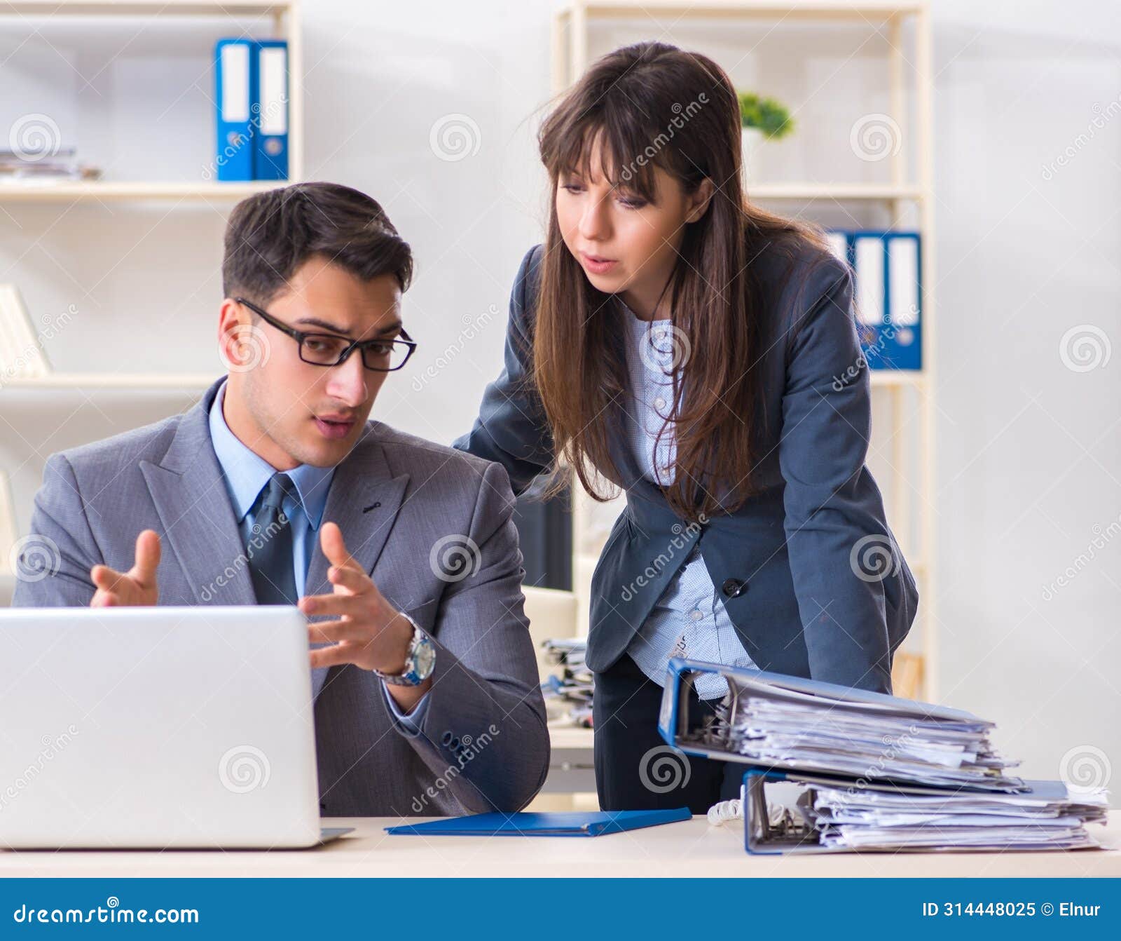 Man and Woman Working in the Office Stock Image - Image of discussion ...