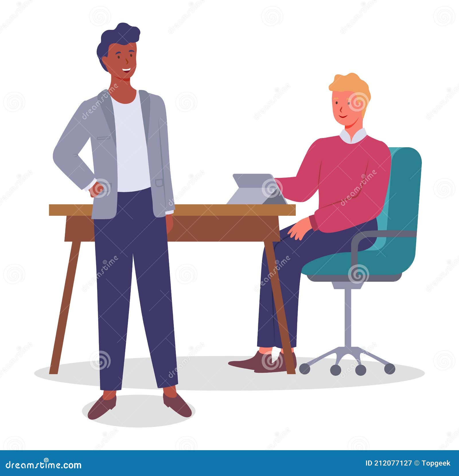 Boss And Subordinate Office Situation Cartoon Vector Illustration ...