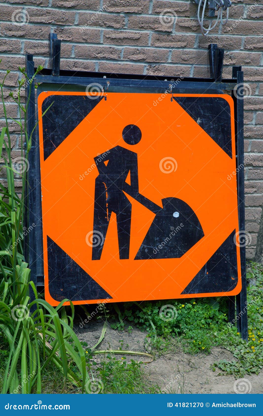Men at Work, Construction Sign Stock Photo - Image of workers, warn ...
