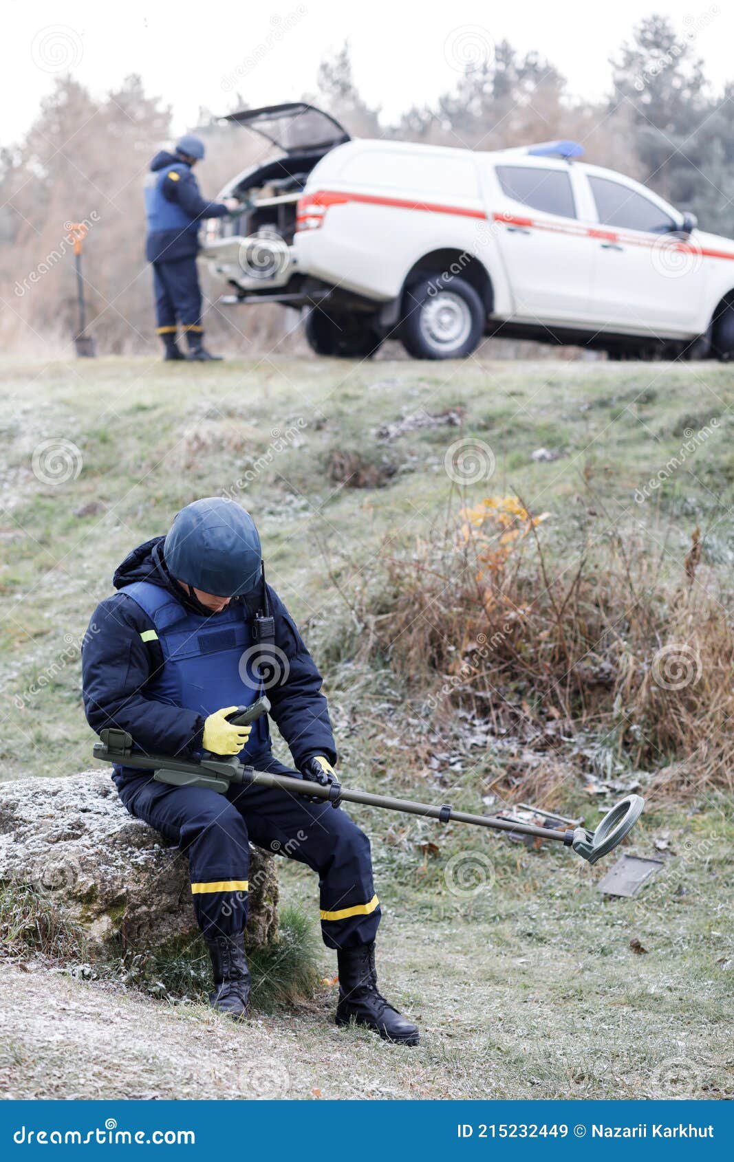 Men Work in Emergencies. Emergency Workers Work Outdoors. a Man in ...